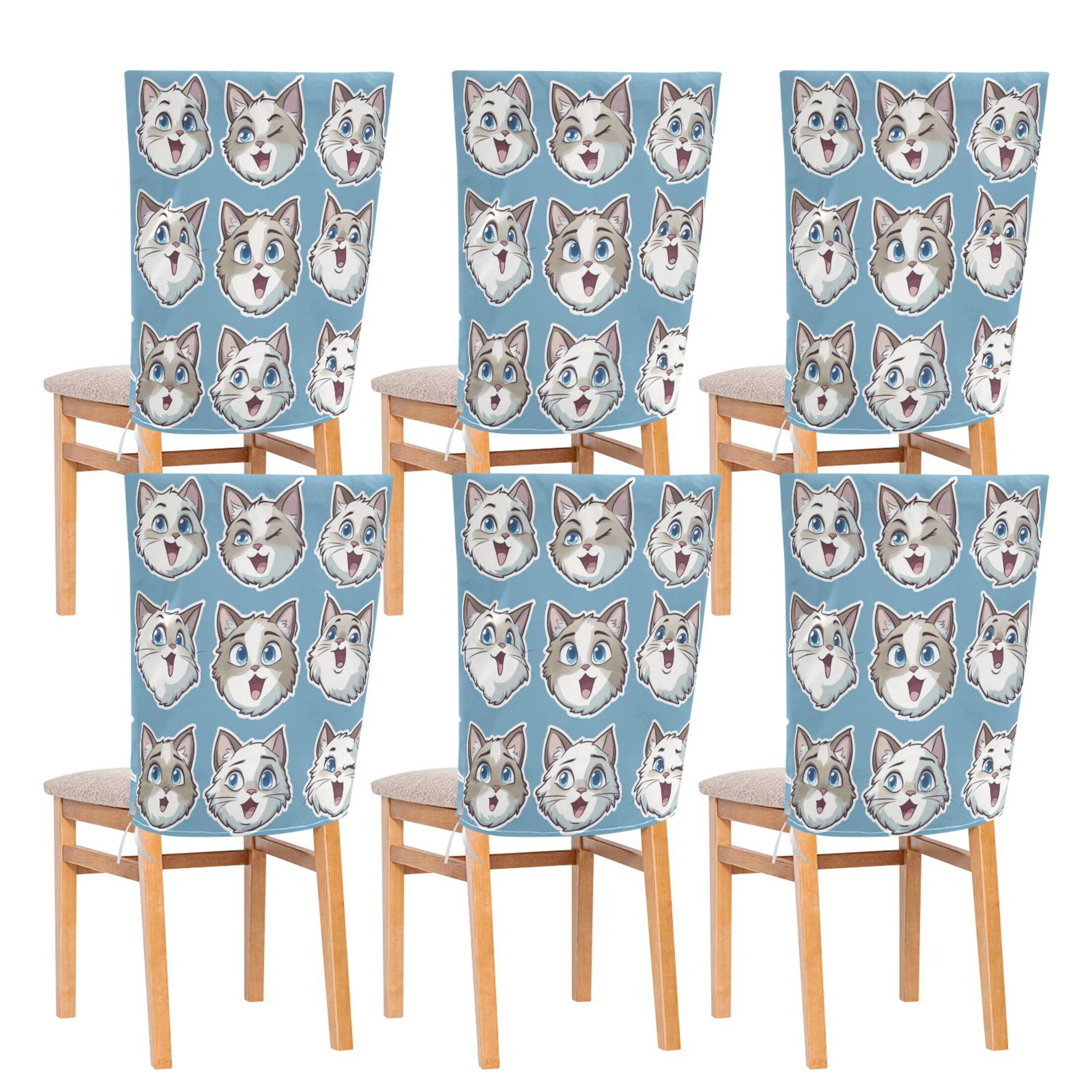 WOBOGO Cute Cartoon Ragdoll Cat Dining Room Chair Covers 6 Pieces Super ...