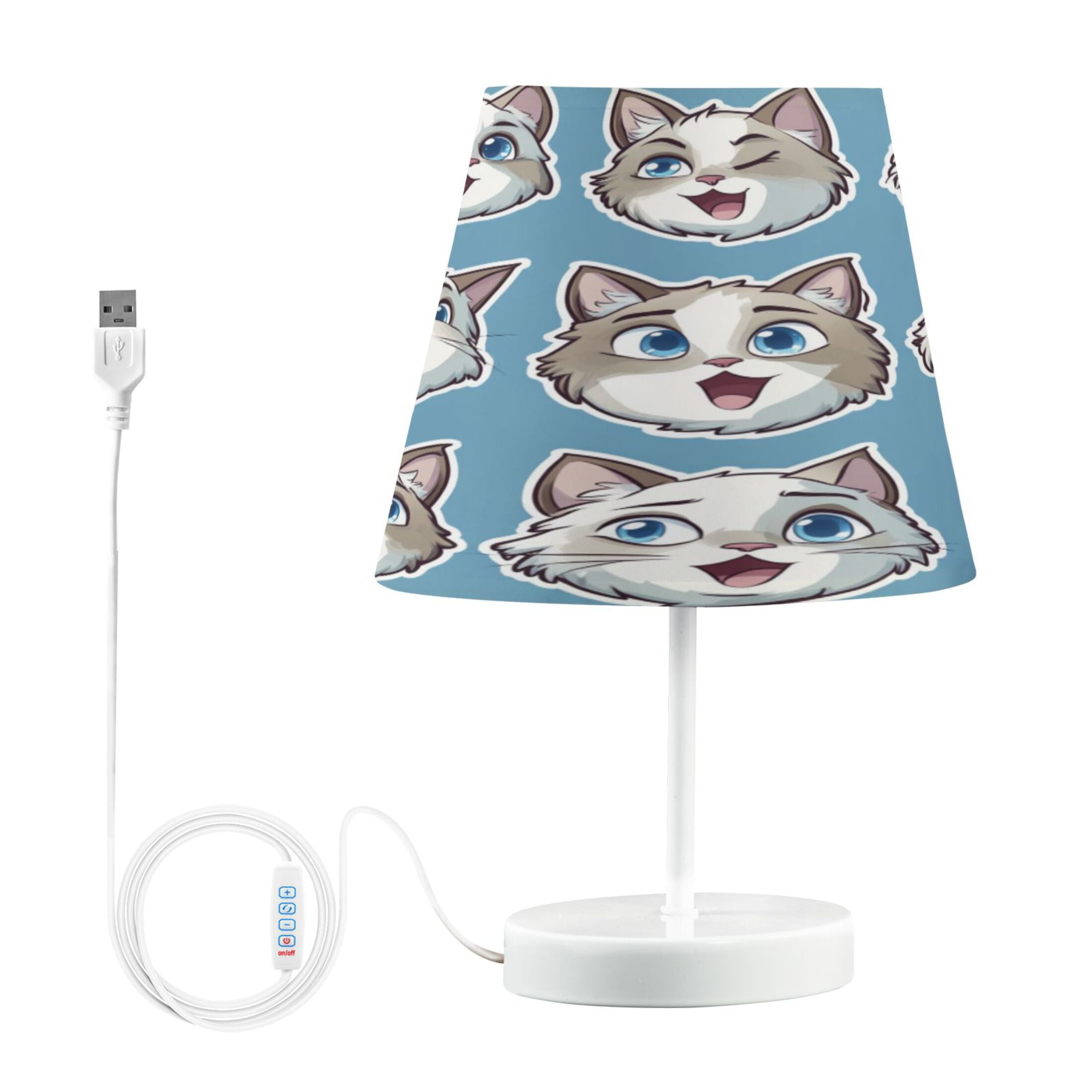 WOBOGO Cute Cartoon Ragdoll Cat Table Lamps Bedroom 3-Speed Dimmable ...