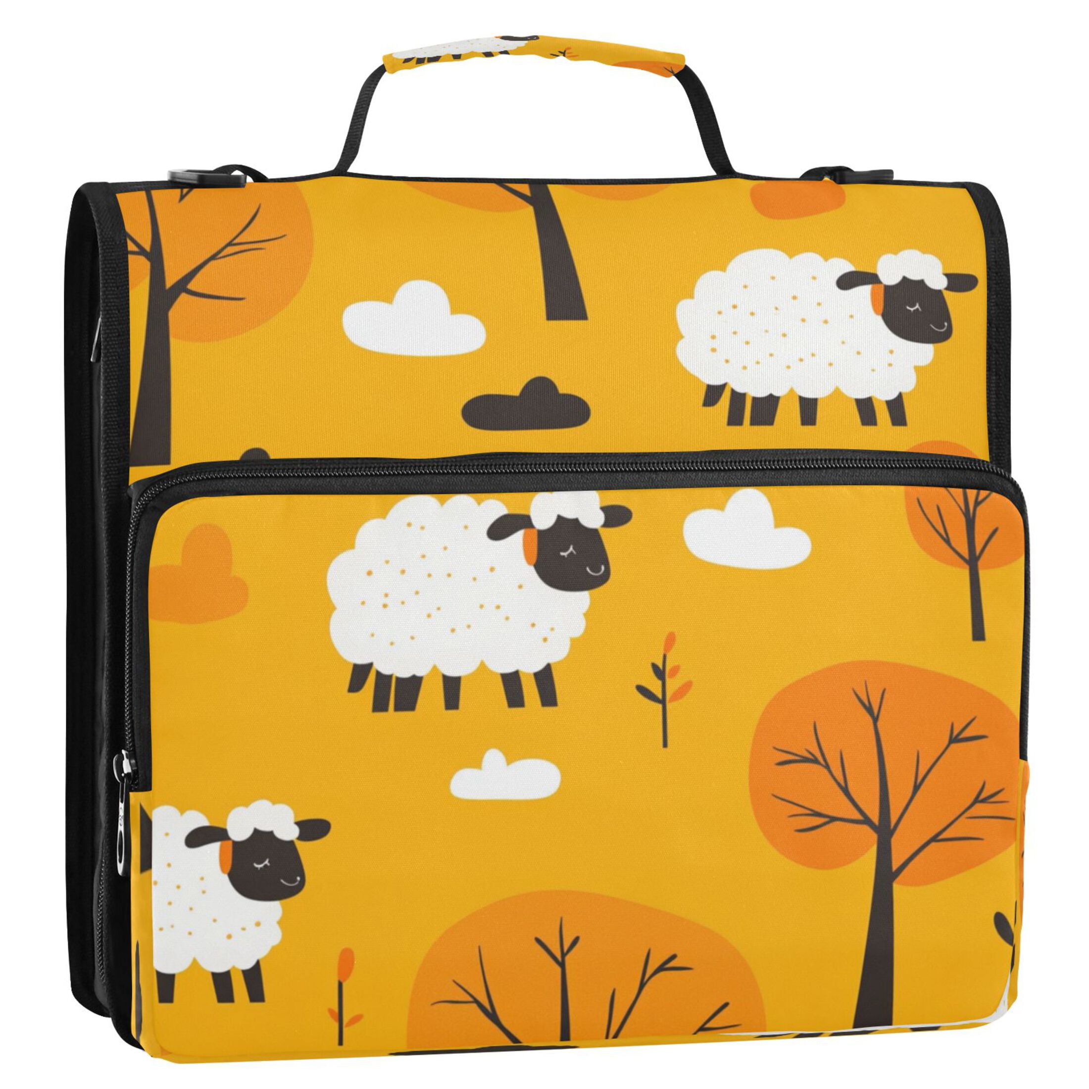 WOBOGO Cute Cartoon Sheep Ring Binder Bag 1.5in Folder Organizer with ...