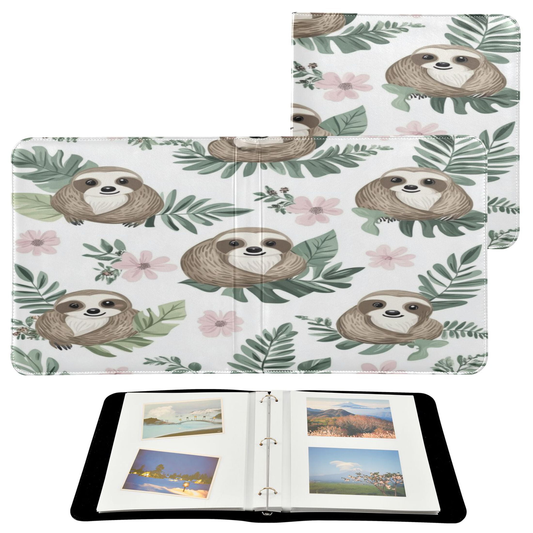 WOBOGO Cute Cartoon Sloth Pattern with Tropical Leaves Photo Albums 20 ...
