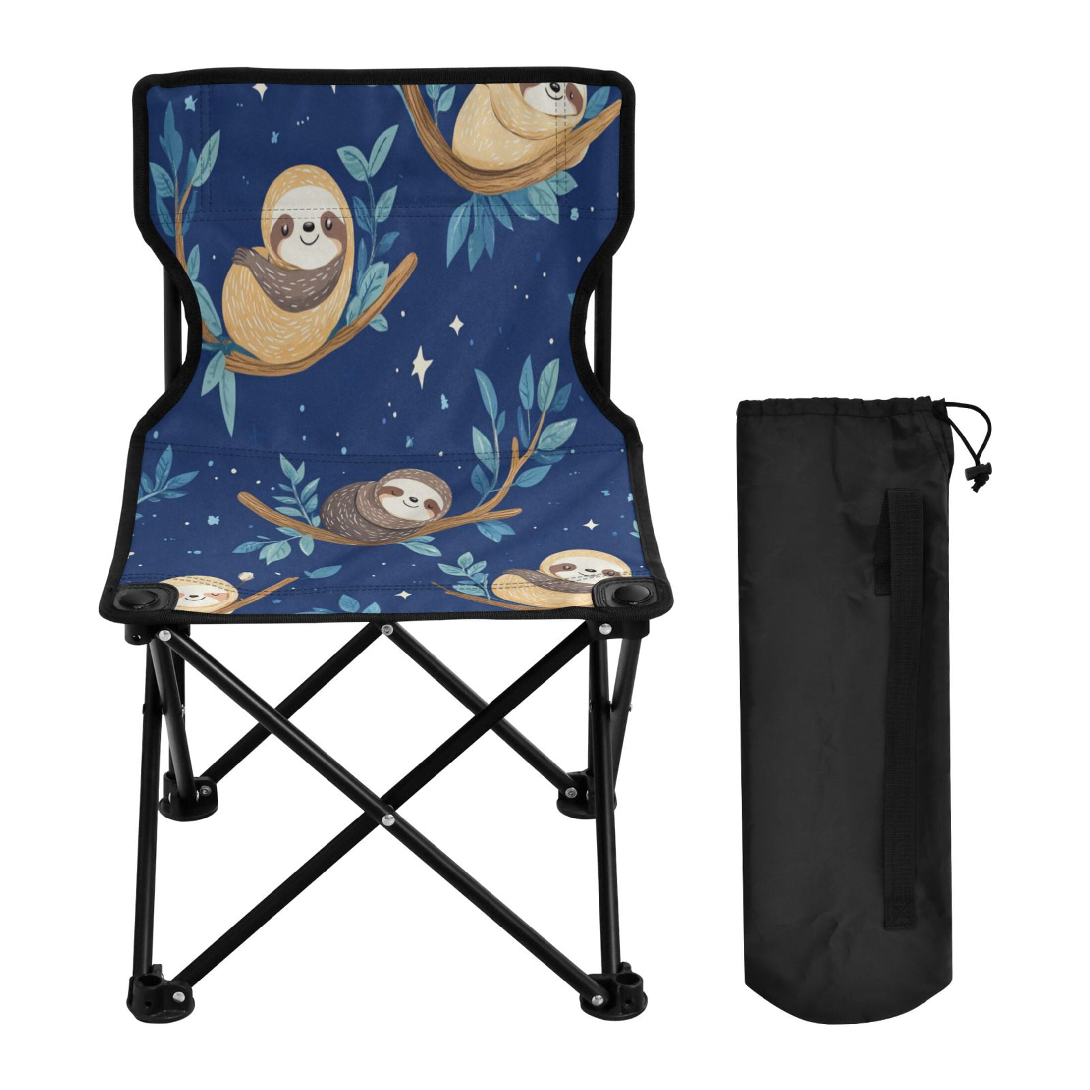 WOBOGO Cute Cartoon Sloth Pattern with Blue Background Camping Chair ...