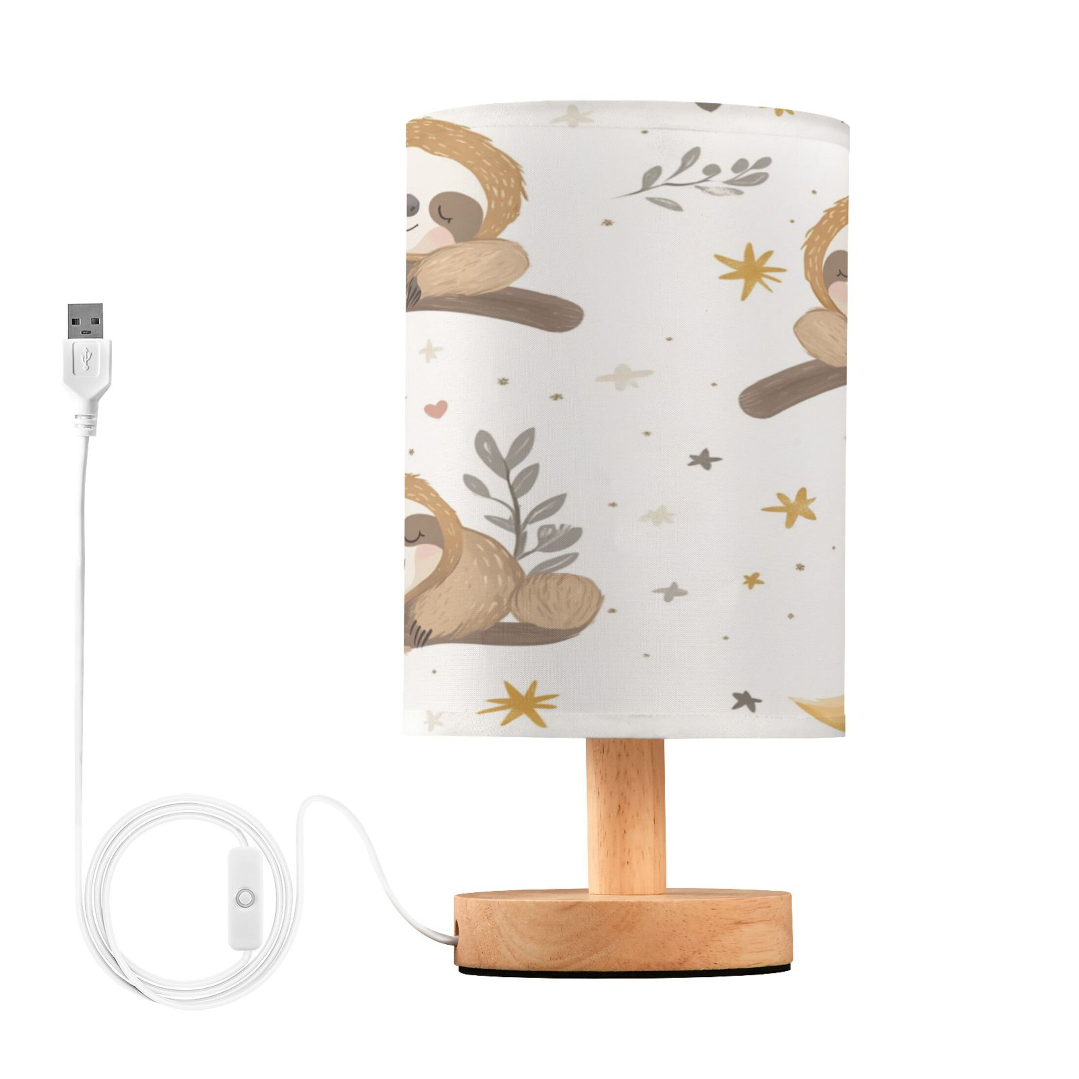 WOBOGO Cute Cartoon Sloth Pattern with Moon and Stars Bedroom Table ...