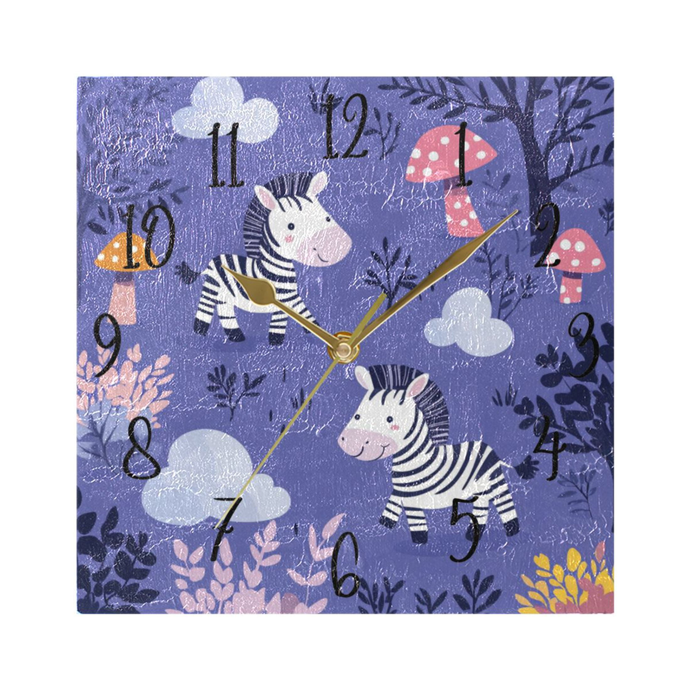 WOBOGO Cute Cartoon Zebra Pattern with Purple Background Wall Clock 7. ...