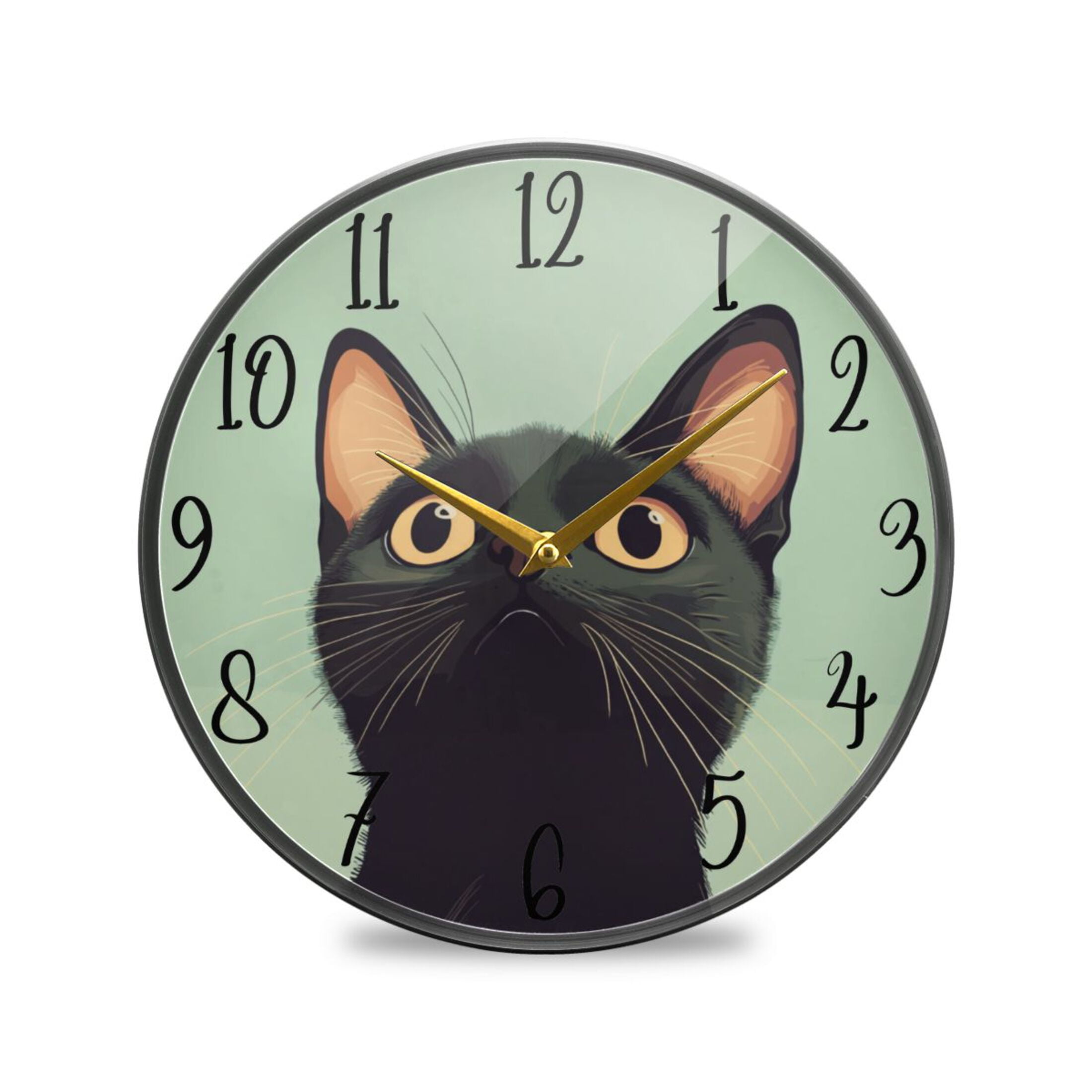 WOBOGO Cute Curious Cat Acrylic Wall Clock Battery Operated 11.9in ...
