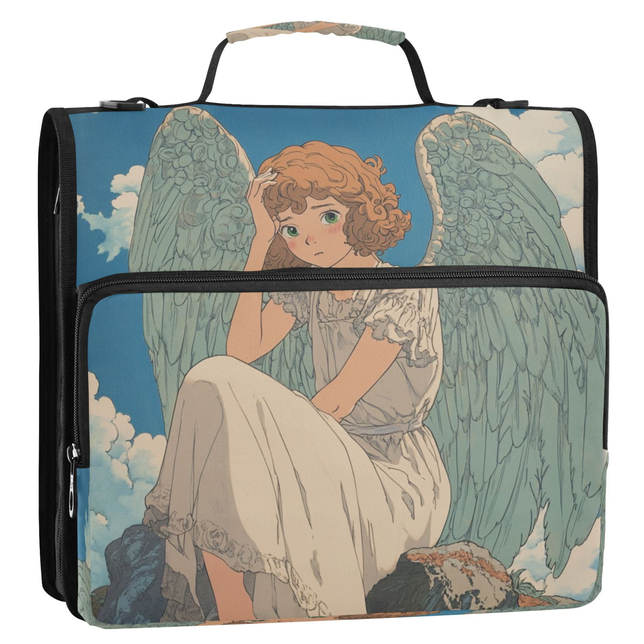 WOBOGO Cute Curly Angel Ring Binder Bag 1.5in Folder Organizer with ...
