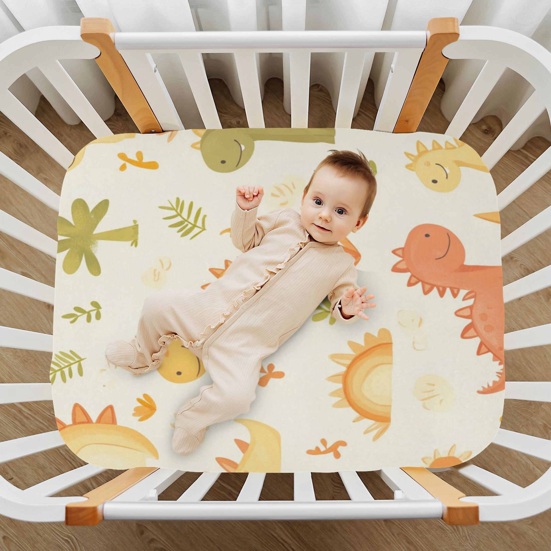 WOBOGO Cute Dinoscor Baby Crib Sheets Super Soft Microfiber Playard ...