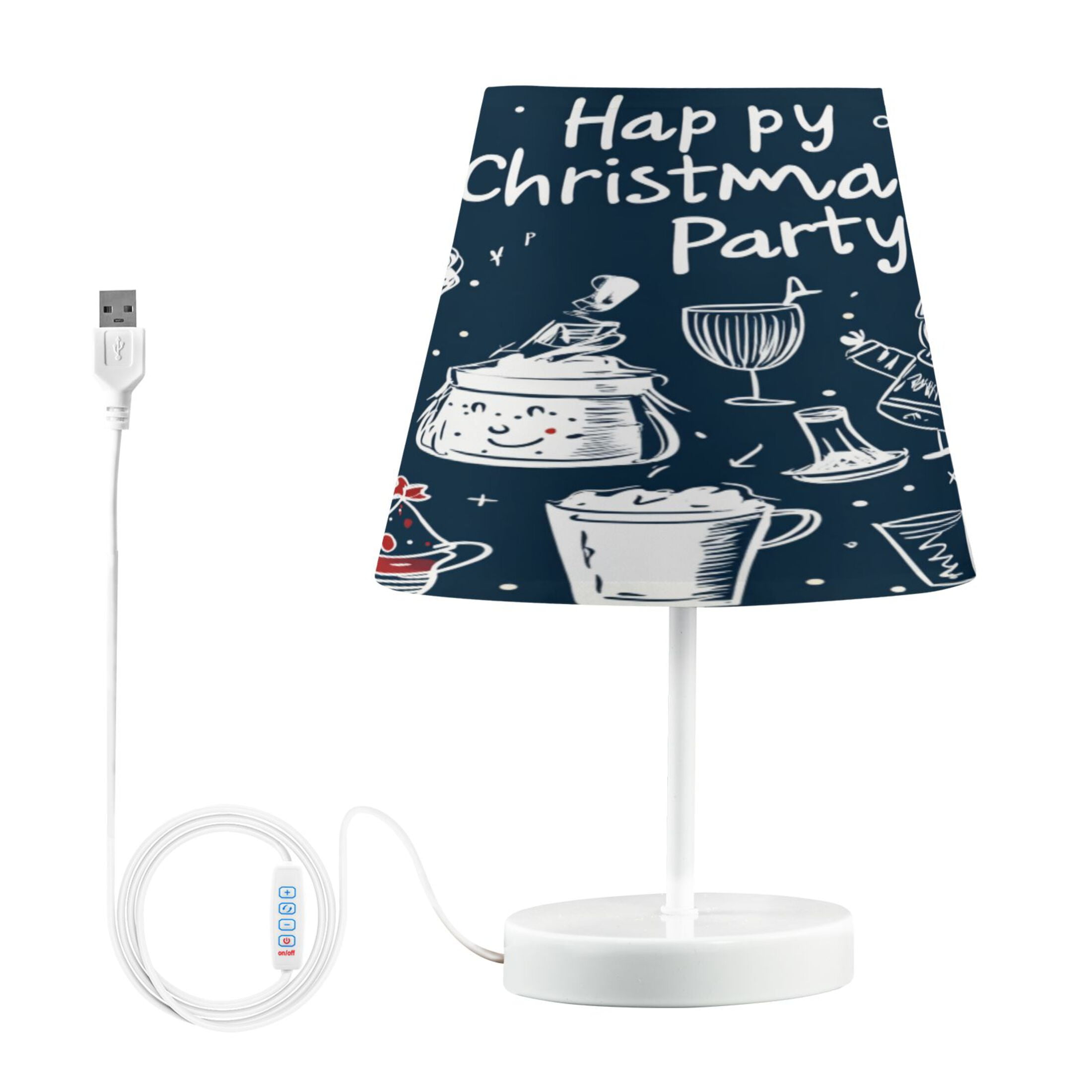 WOBOGO Cute Doodle Christmas Party Table Lamps Bedroom 3-Speed Dimmable ...