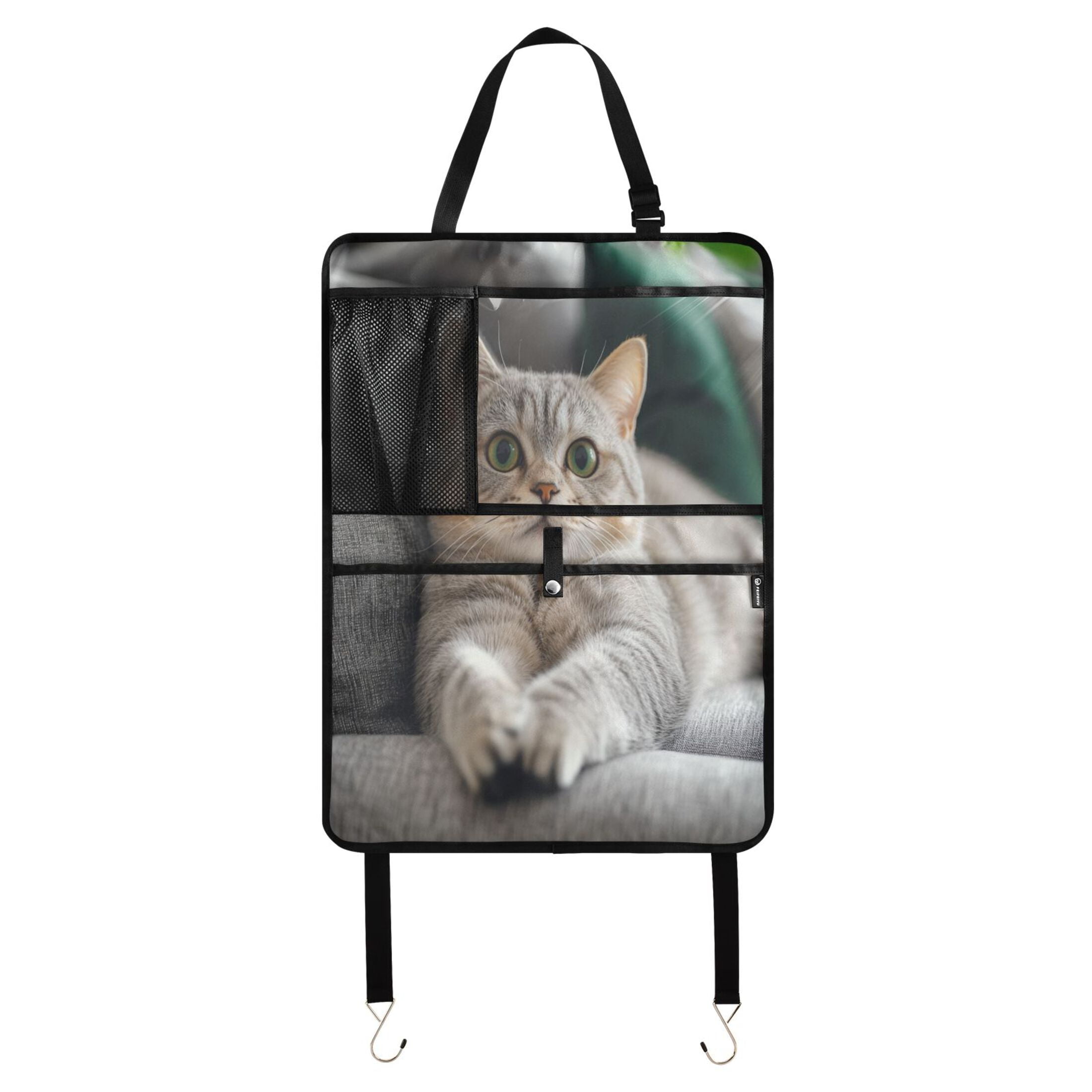 WOBOGO Cute English Shorthair Cat Backseat Car Organizer Footed ...