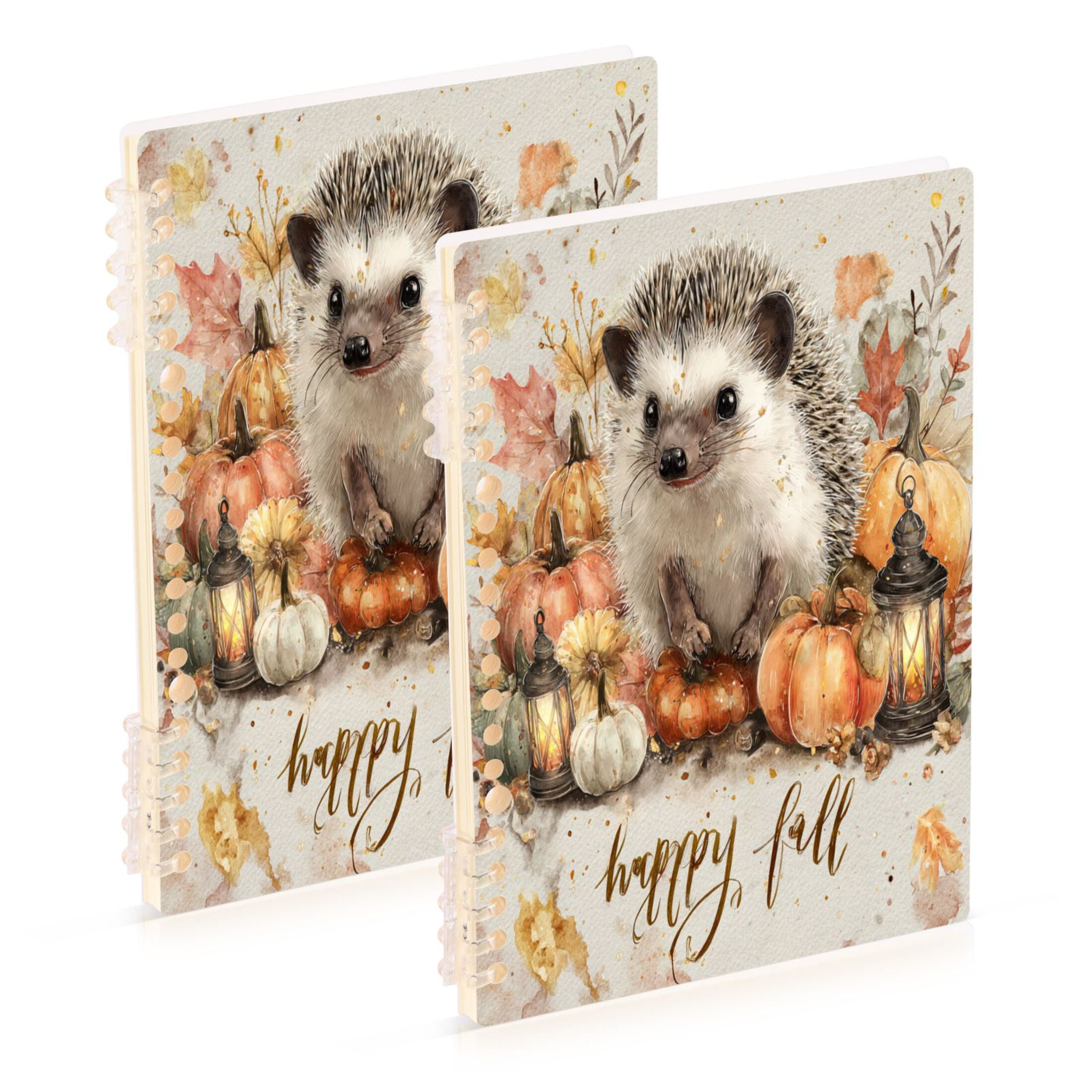 WOBOGO Cute Hedgehog Notebook College Horizontal Grid Paper Ink Spill ...