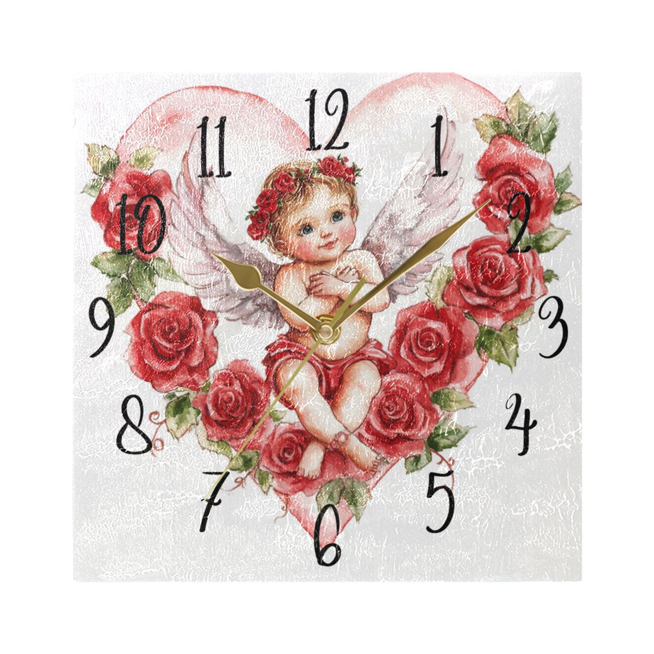 WOBOGO Cute Little Angel Cupid Pattern Wall Clock 7.78 Inch Battery ...