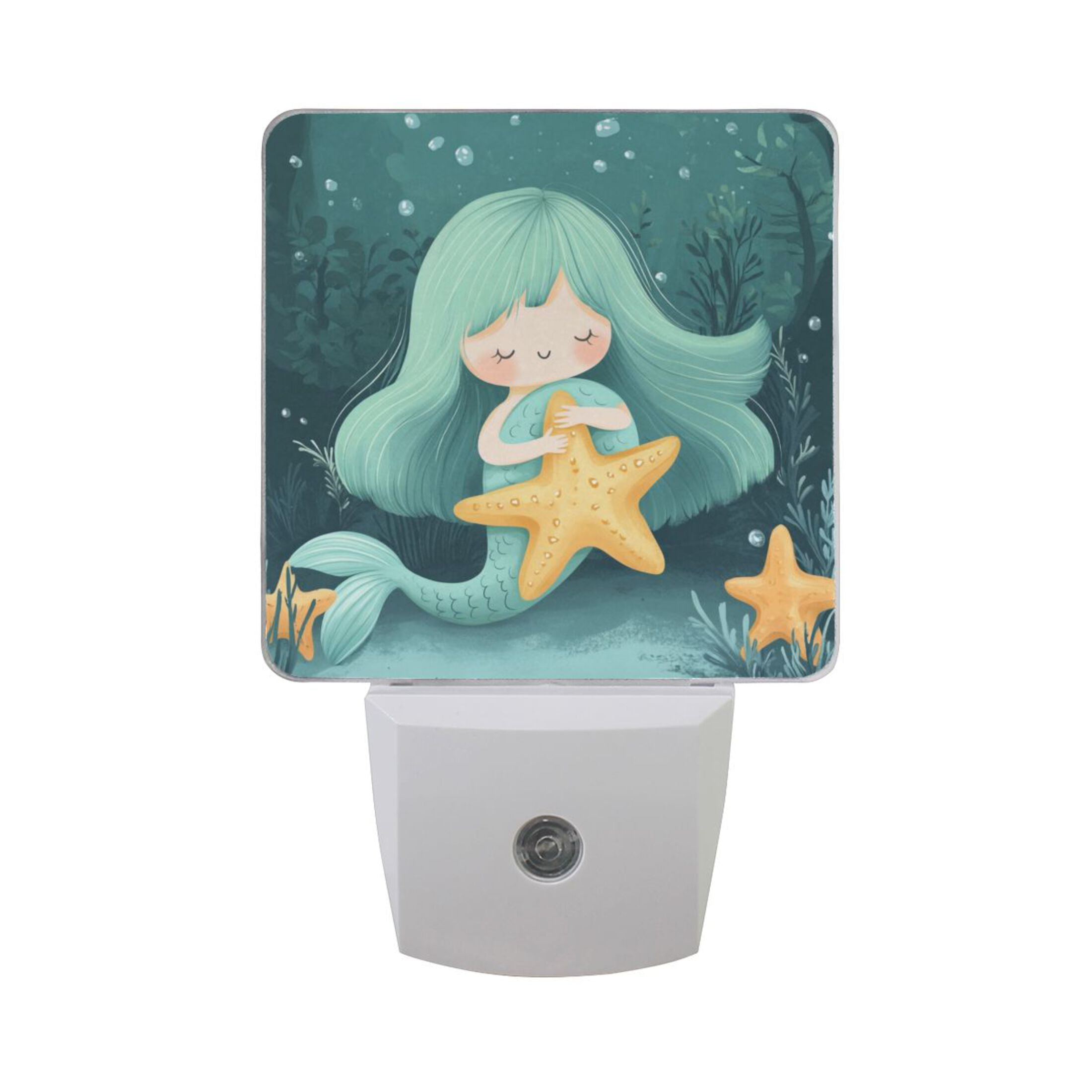 WOBOGO Cute Mermaid Holding Starfish LED Night Light 2 Pcs Set 0.5 Watt ...