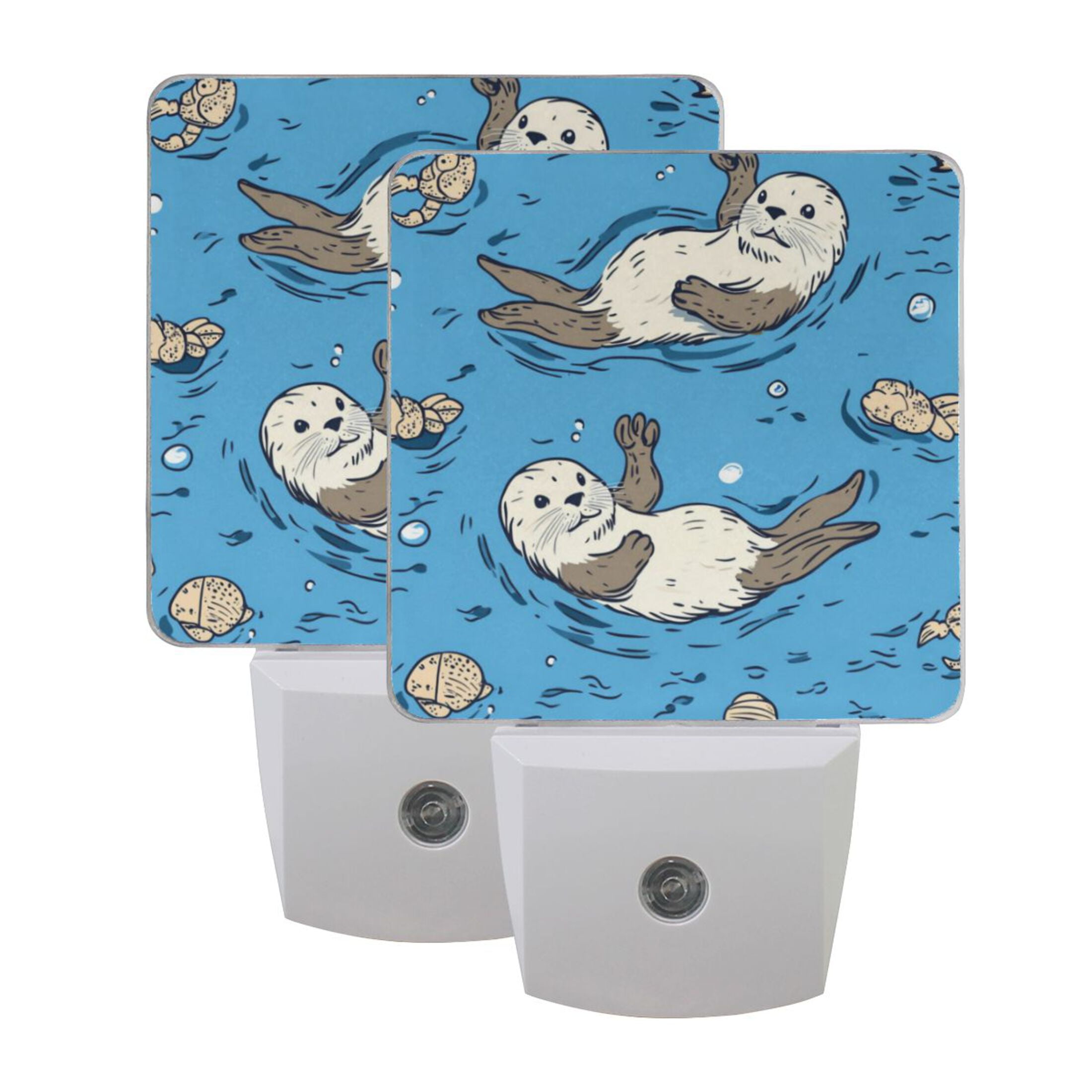 WOBOGO Cute Otter Pattern LED Night Light 2 Pcs Set 0.5 Watt Wall Plug ...