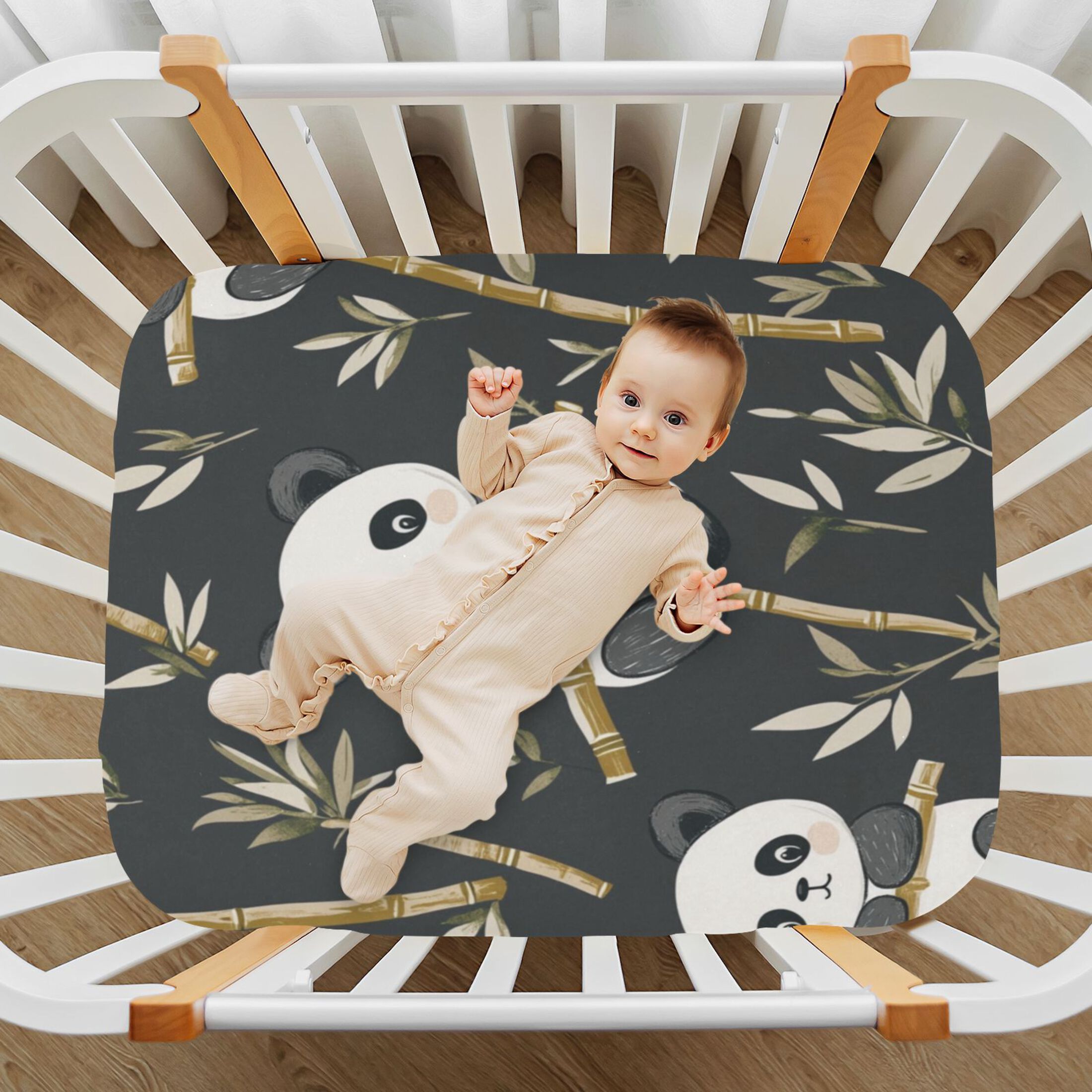 WOBOGO Cute Panda Baby Crib Sheets Super Soft Microfiber Playard Sheet ...