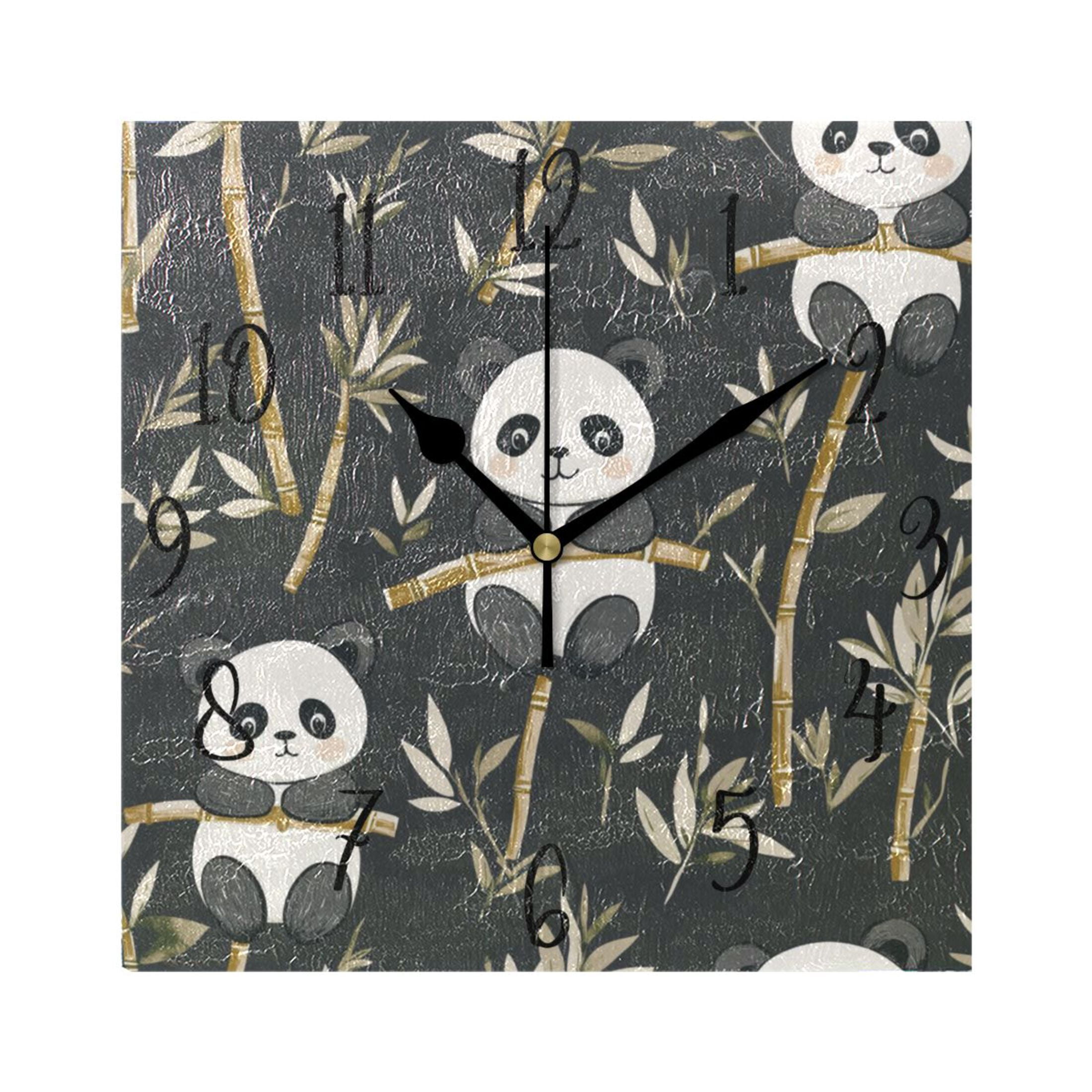 WOBOGO Cute Panda Wall Clock 7.78 Inch Battery Operated Silent Unit ...