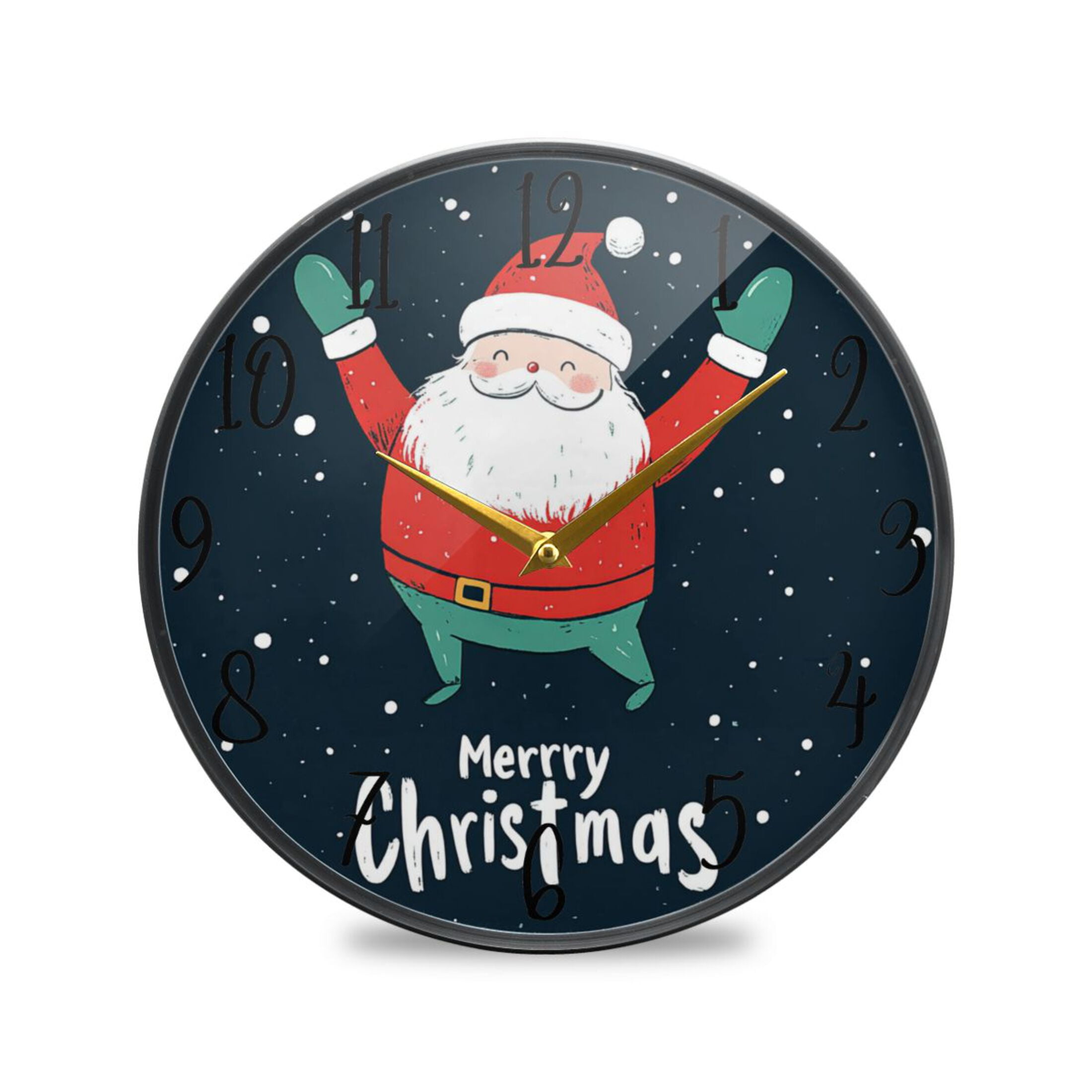 WOBOGO Cute Santa Claus Acrylic Wall Clock Battery Operated 11.9in ...