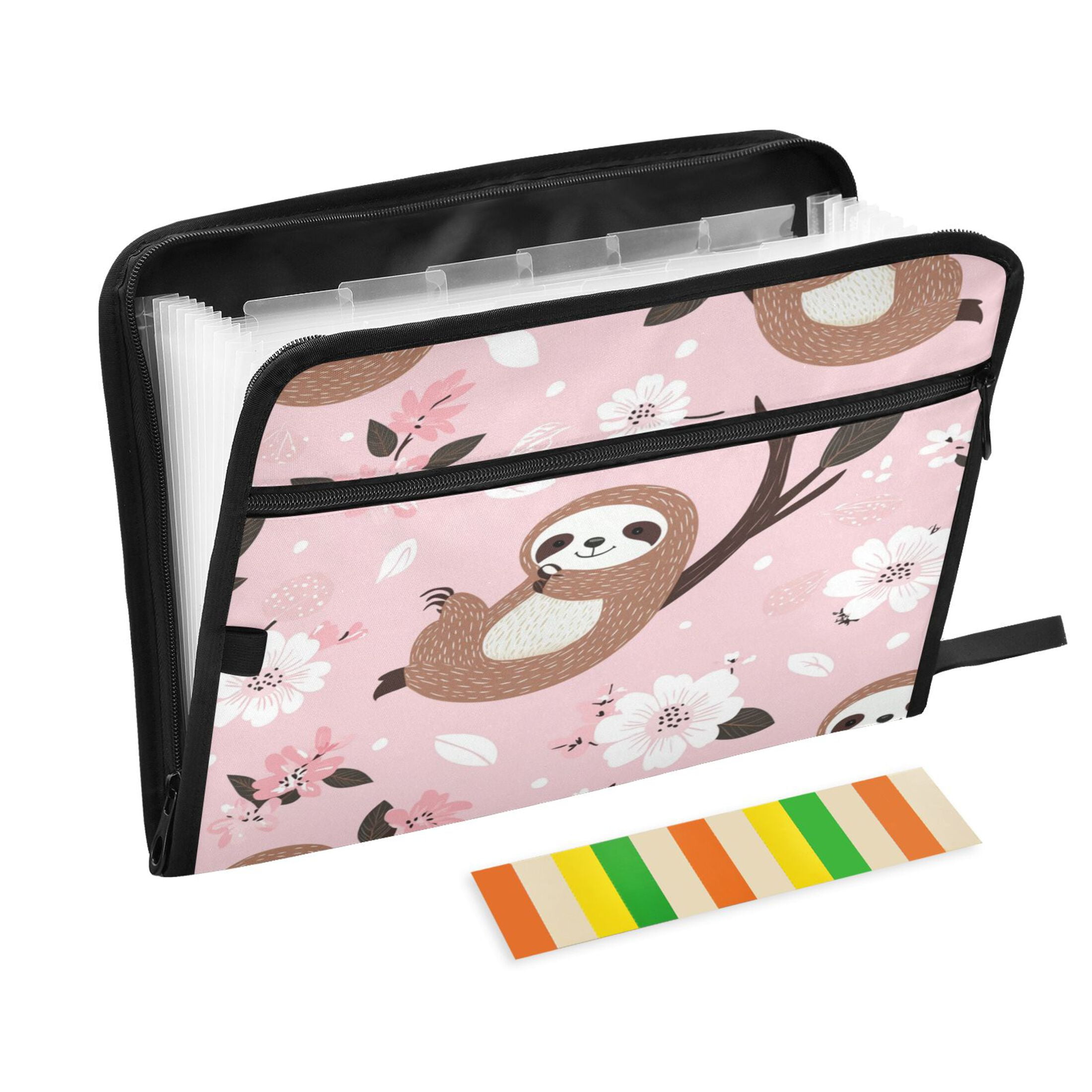 WOBOGO Cute Sloth Pattern with White Floral Accents Expanding File ...