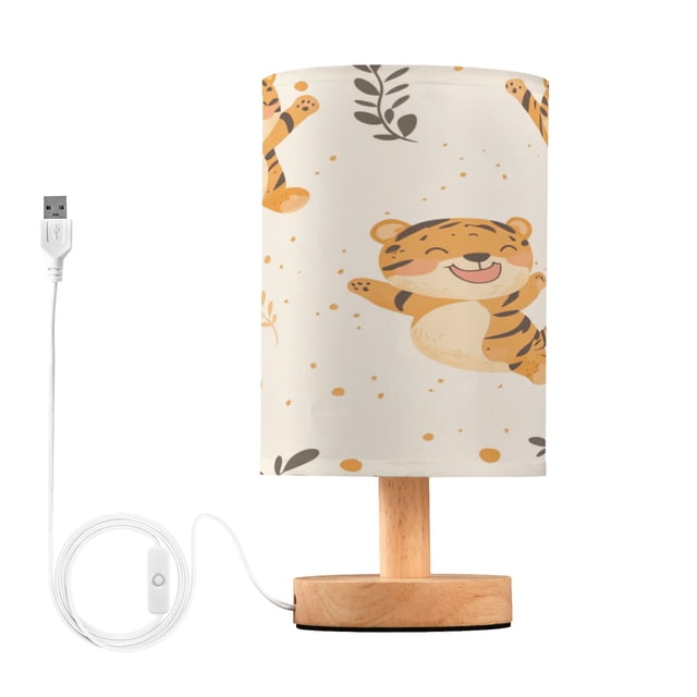 WOBOGO Cute Smile Jumping Tiger Bedroom Table Lamp USB Power Connector ...