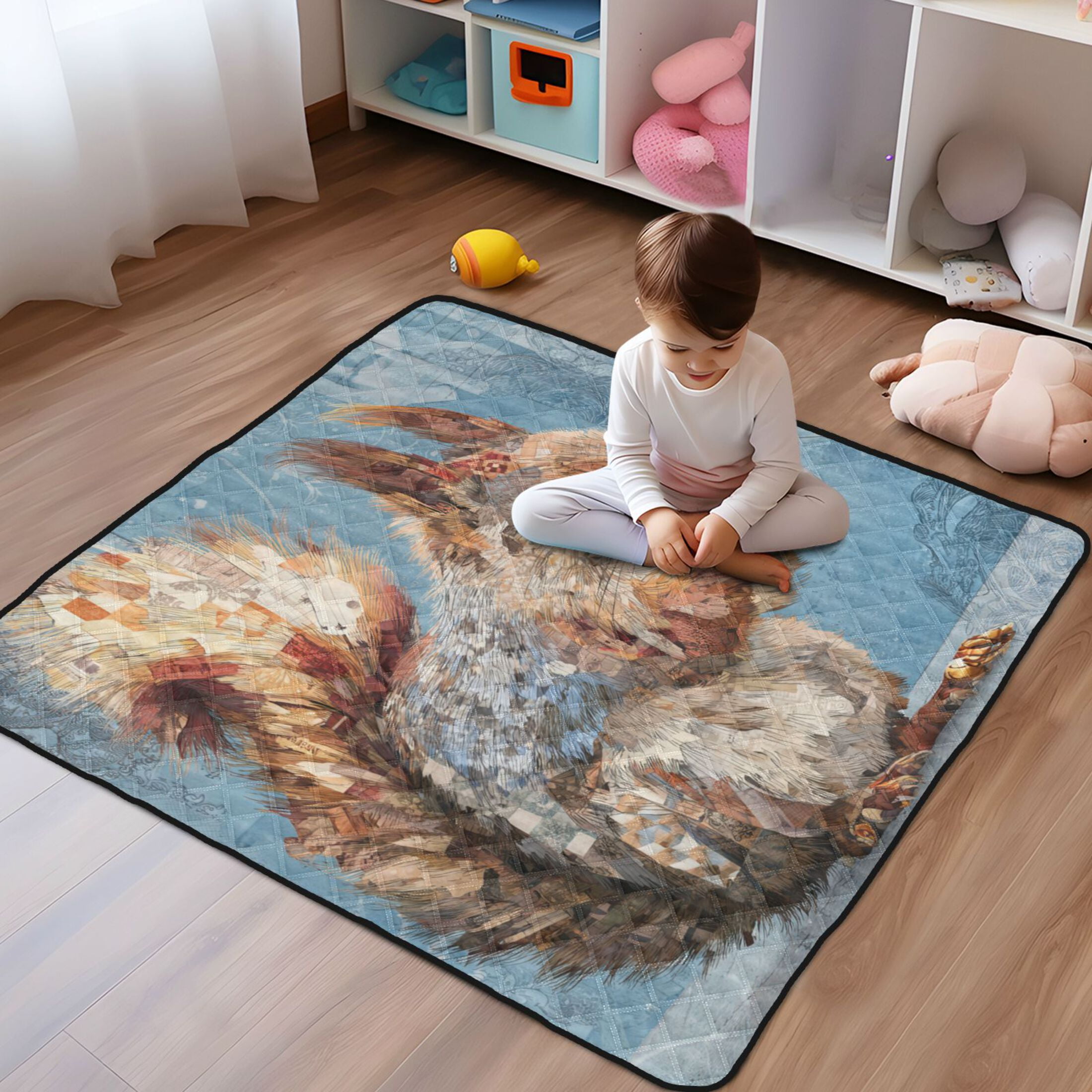 WOBOGO Cute Squirrel Baby Playmats Extra Large Waterproof Rollable ...