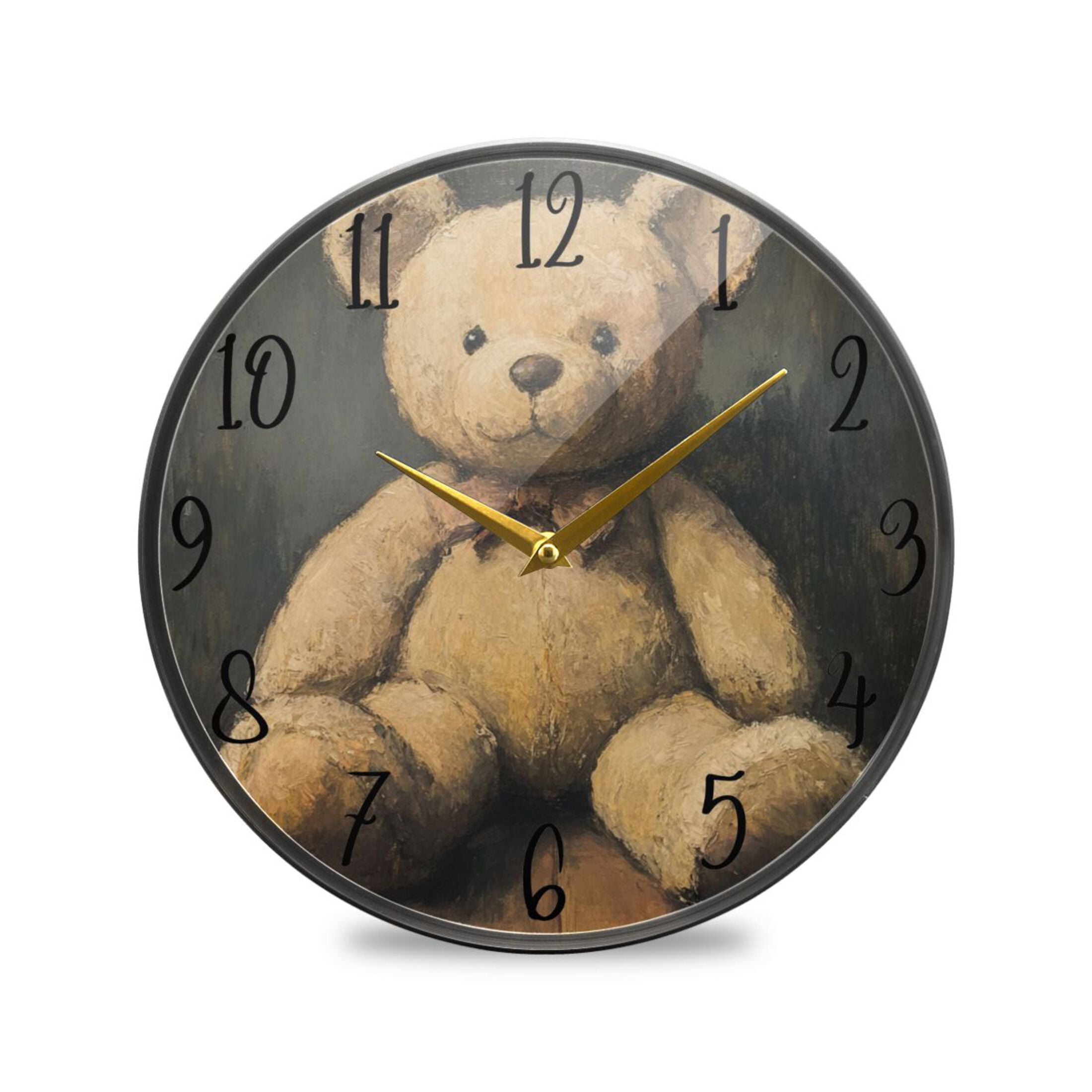 WOBOGO Cute Teddy Bear Doll Acrylic Wall Clock Battery Operated 9.5in ...
