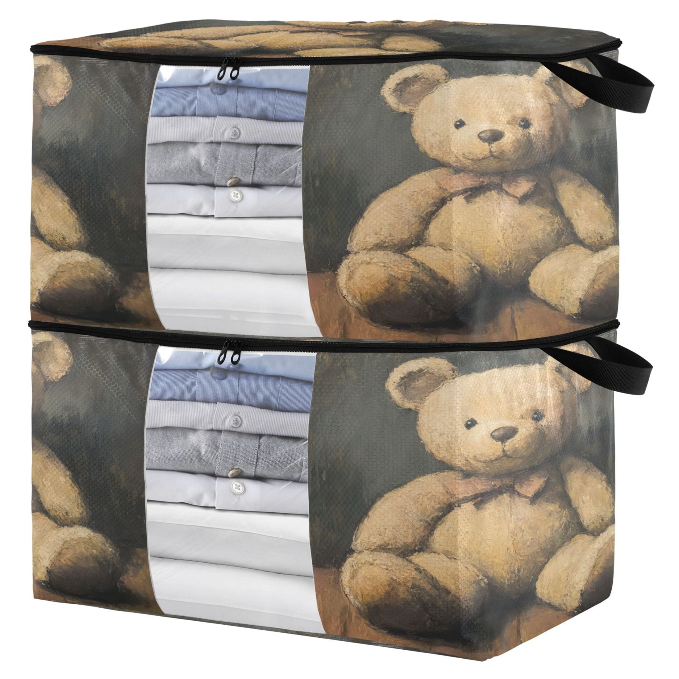WOBOGO Cute Teddy Bear Doll Clothes Storage 2Pack Foldable Thick Fabric ...