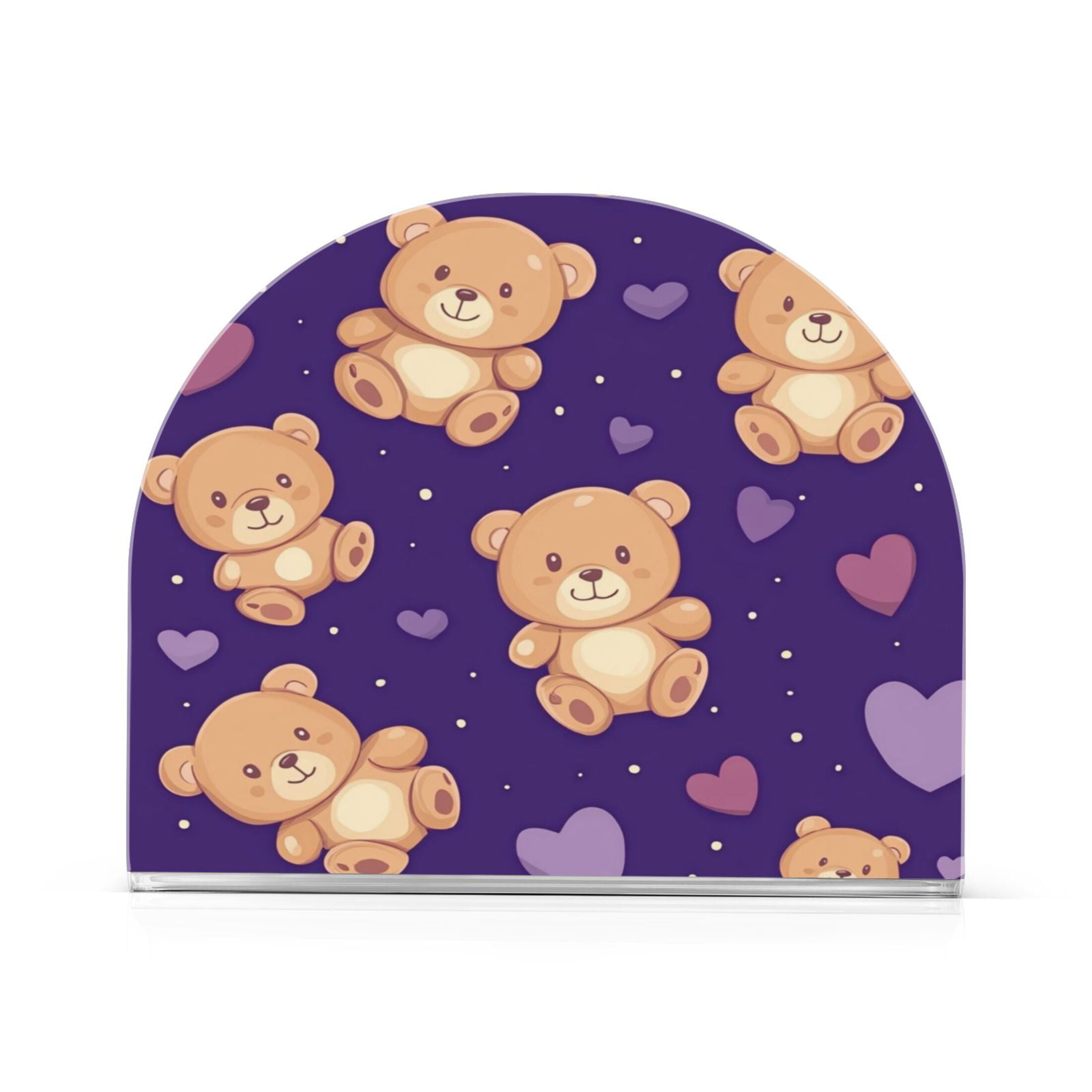 WOBOGO Cute Teddy Bear and Heart Pattern Clear Acrylic Napkin Holder ...