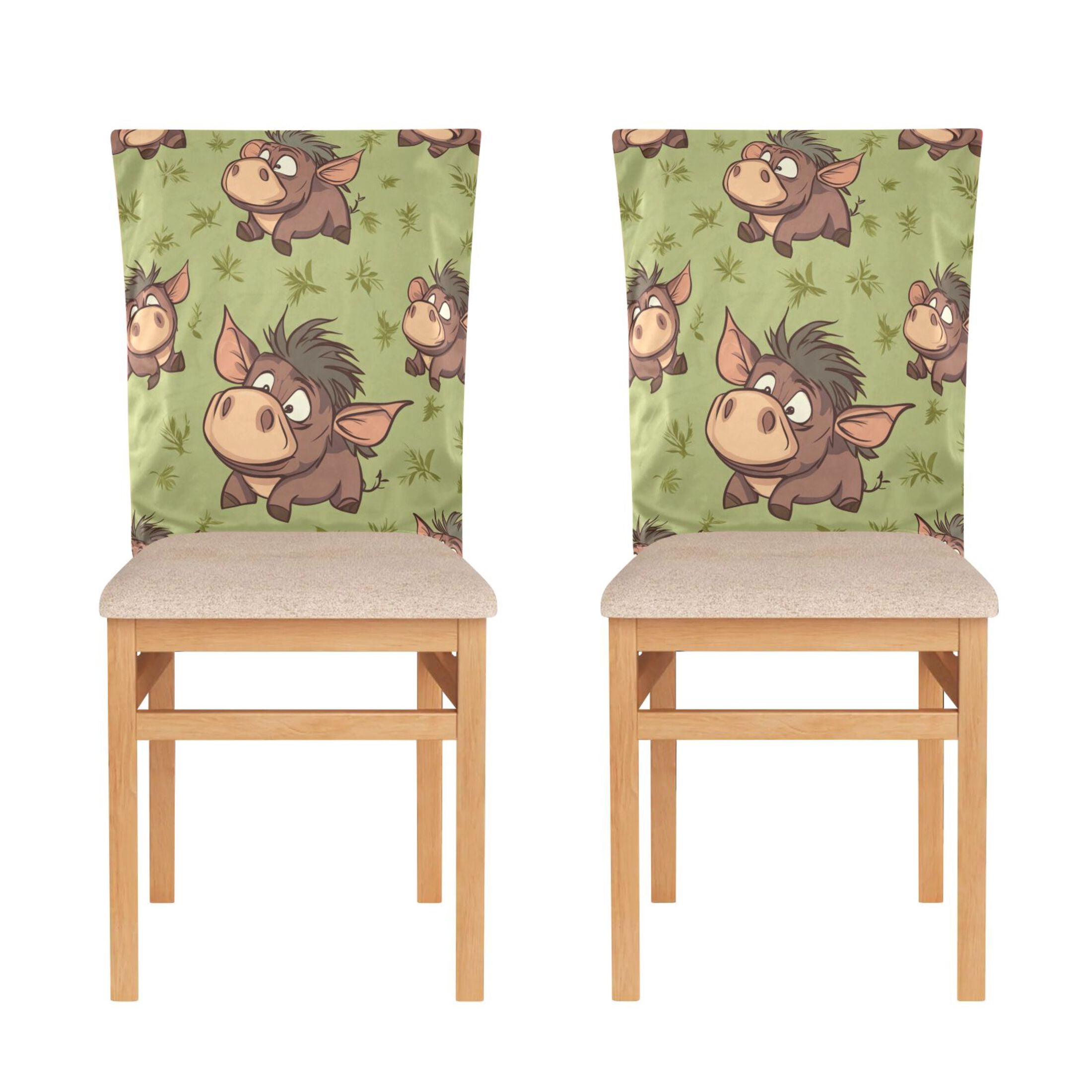 WOBOGO Cute Warthog Dining Room Chair Covers 2 Pieces Super Fit Elastic ...