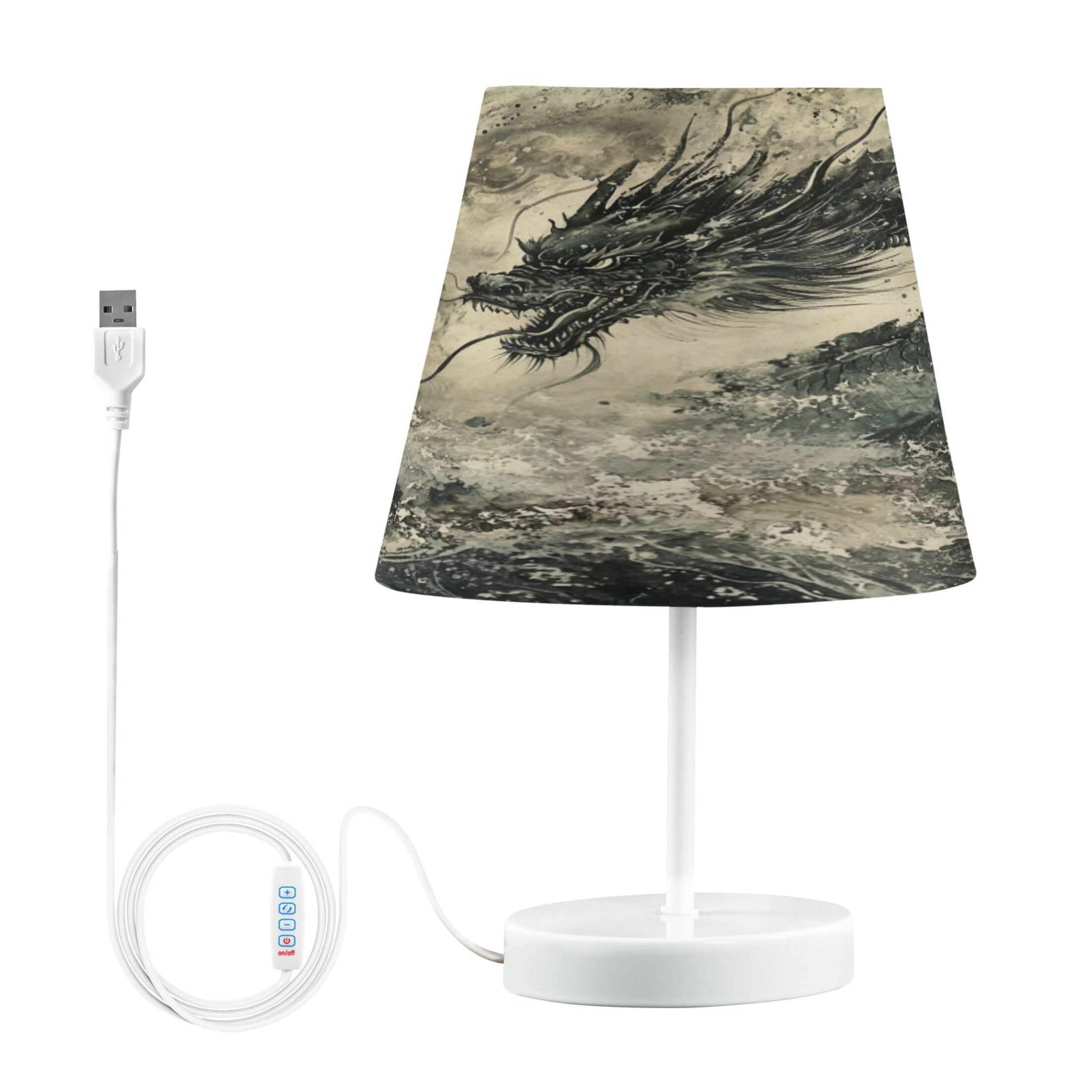WOBOGO Cyan Dragon Table Lamps Bedroom 3-Speed Dimmable Farm Style with ...
