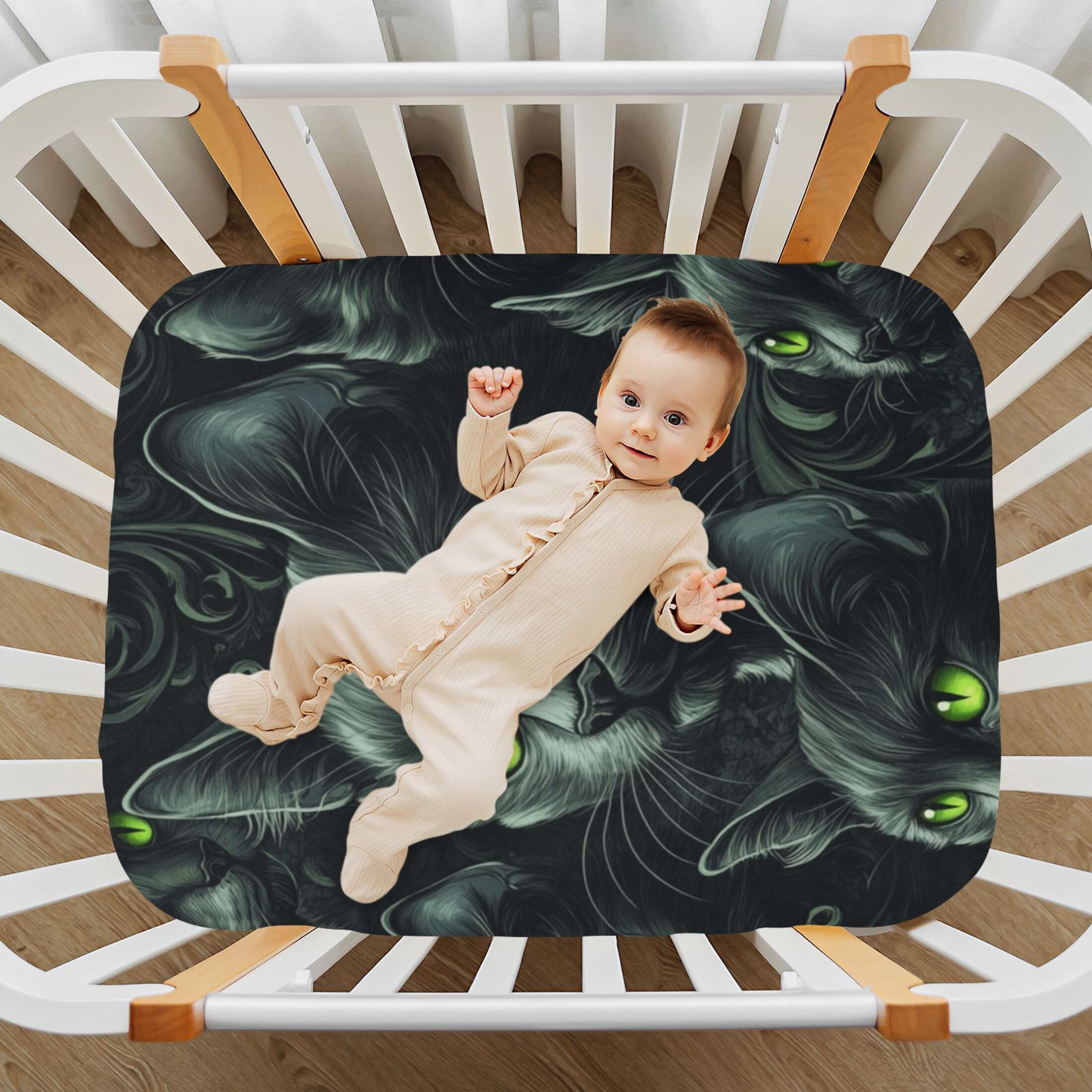 WOBOGO Dark Pattern with Black Cats Baby Crib Sheets Super Soft ...