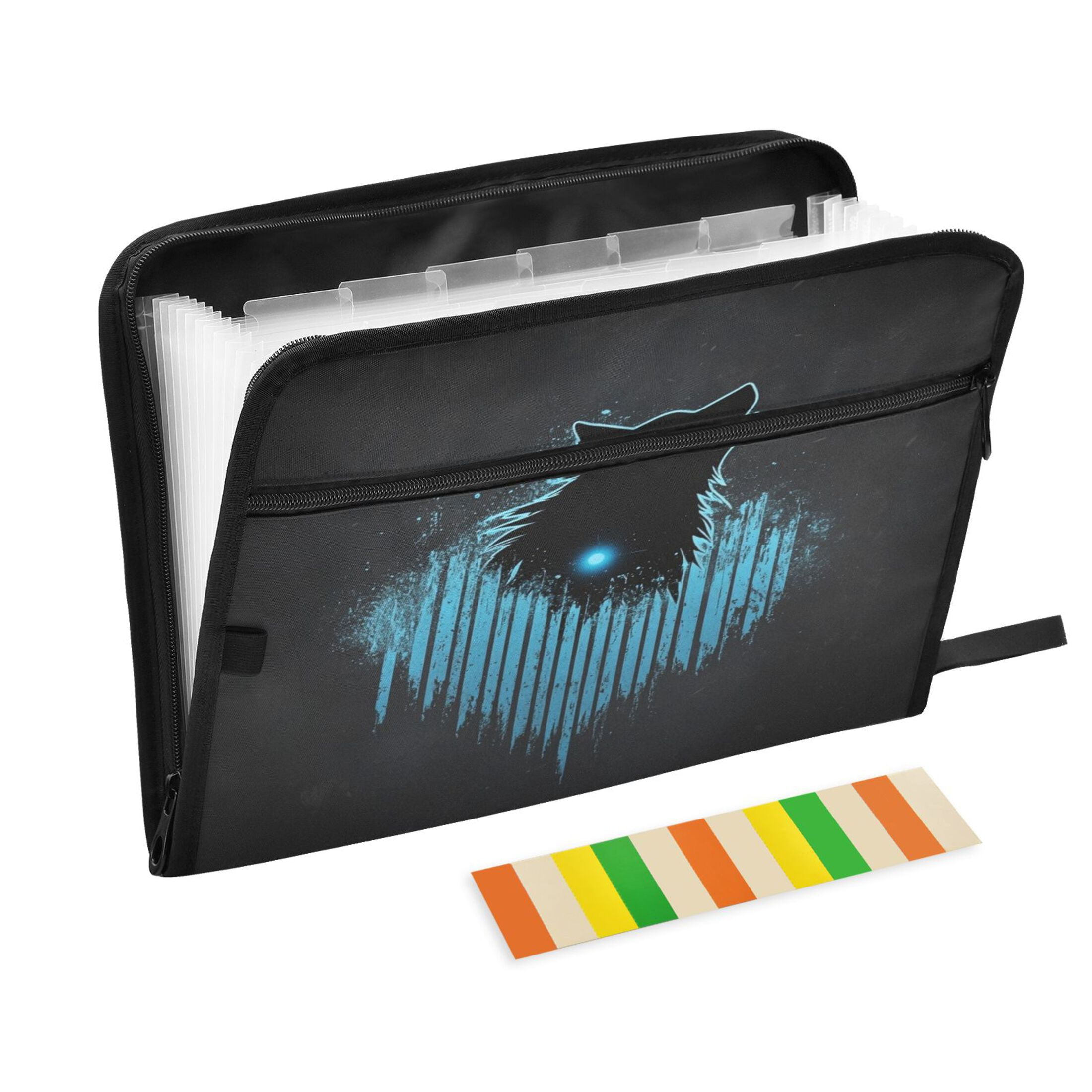 WOBOGO Dark Wolf Blue Wave Expanding File Folder Letter Size Accordion ...