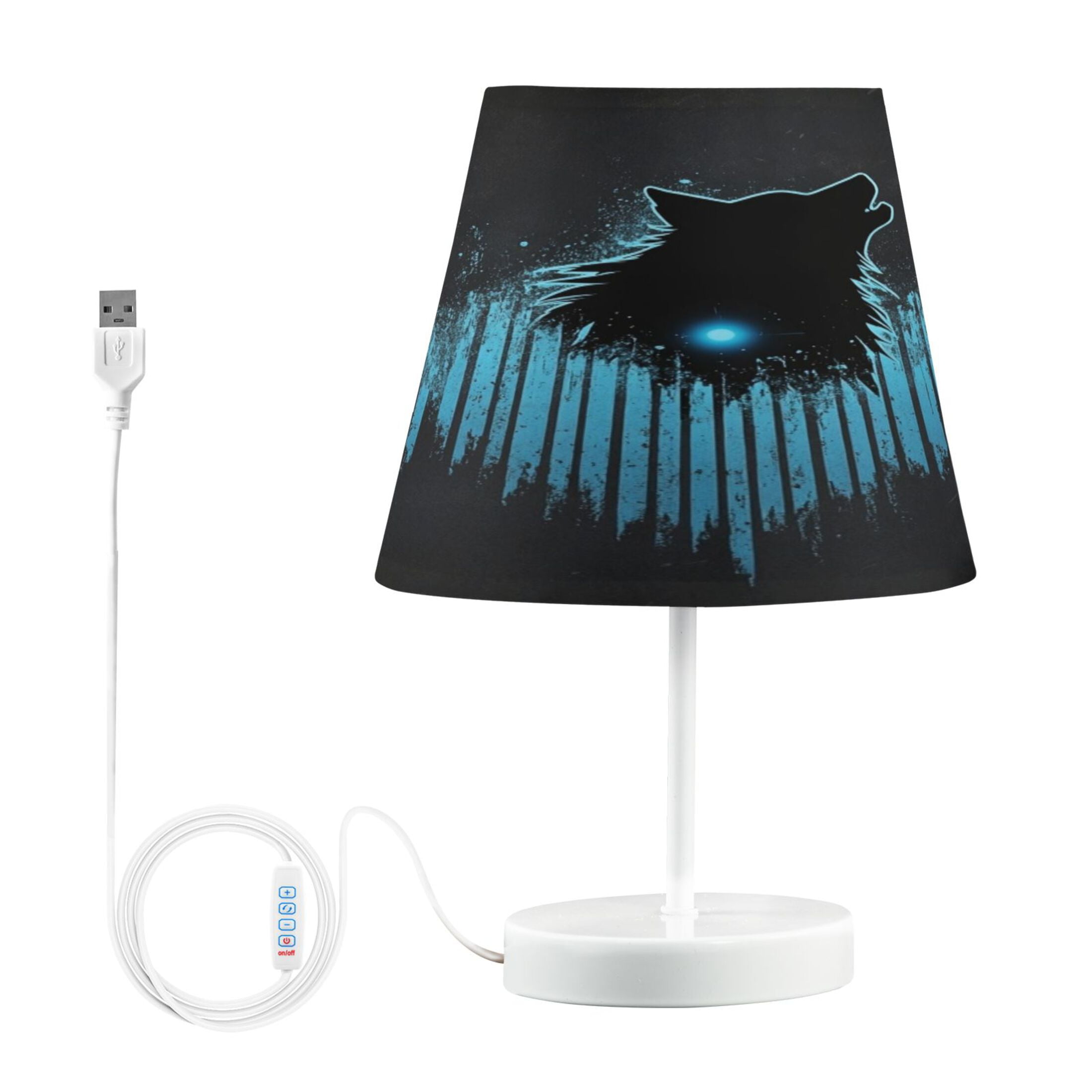 WOBOGO Dark Wolf Blue Wave Table Lamps Bedroom 3-Speed Dimmable Farm ...