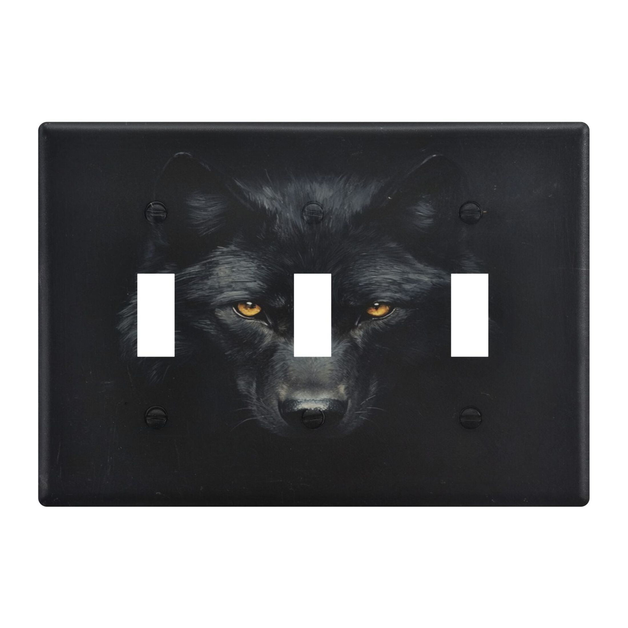 WOBOGO Dark Wolf Face 3-hole Switch Plates PC Flame Retardant Plastic ...