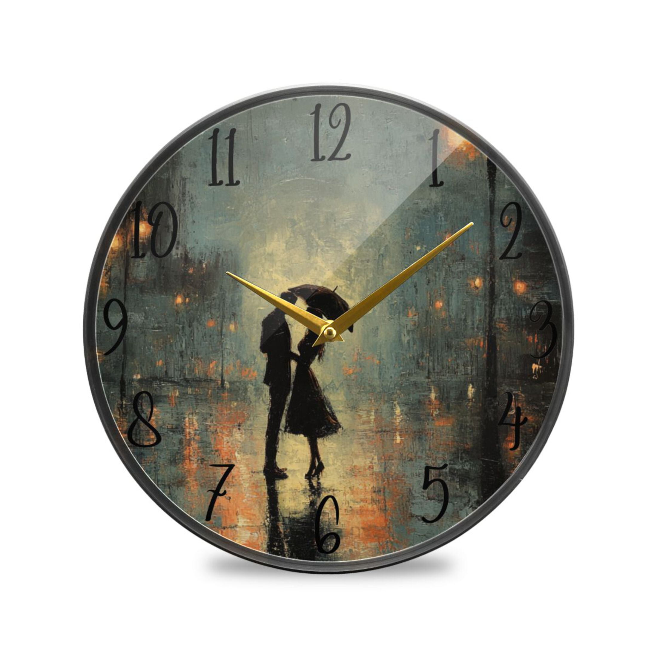 WOBOGO Date Rain Acrylic Wall Clock Battery Operated 11.9in Silent No ...