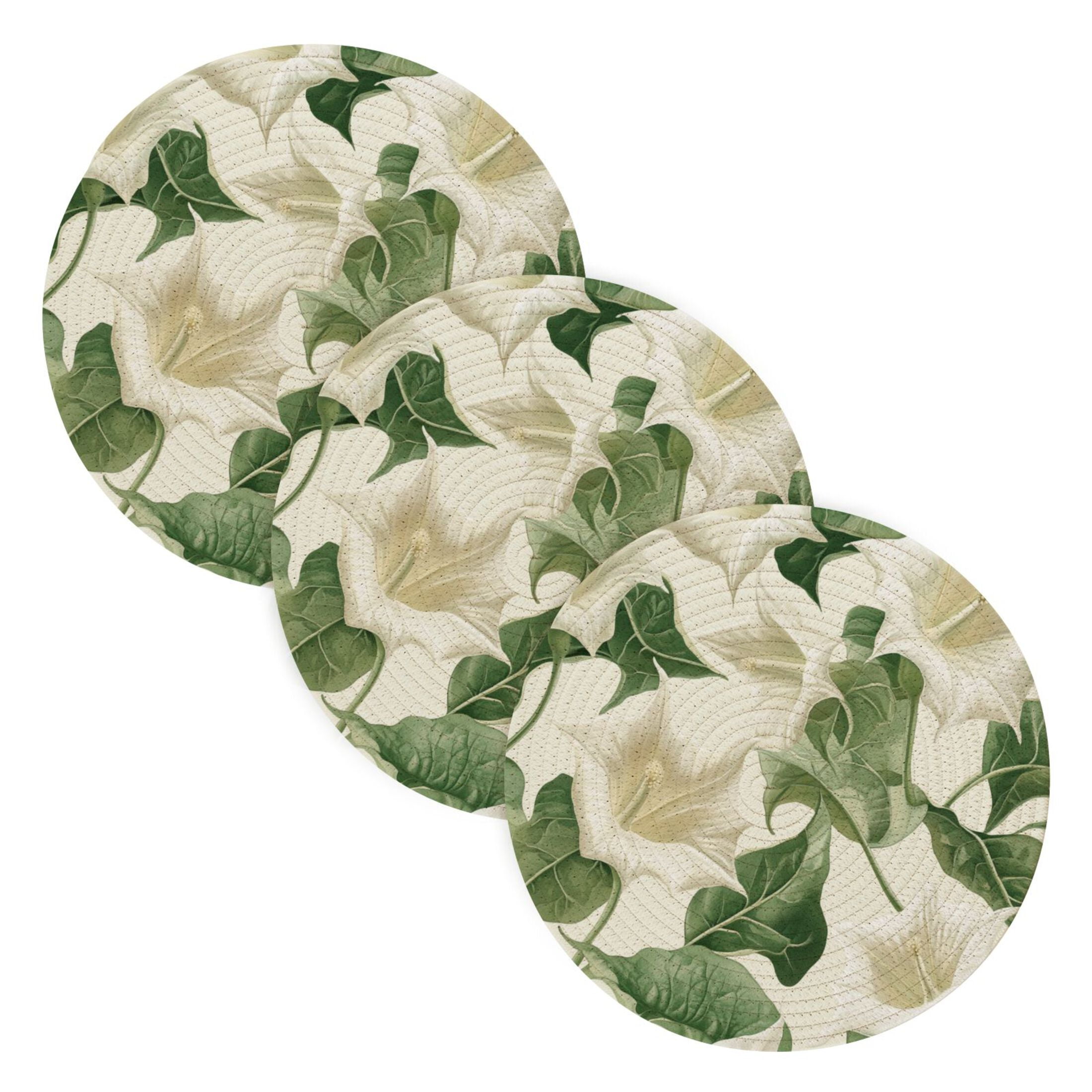 WOBOGO Datura Stramonium Coil Placemats 3pcs Resistant Hot Pads Mat for ...