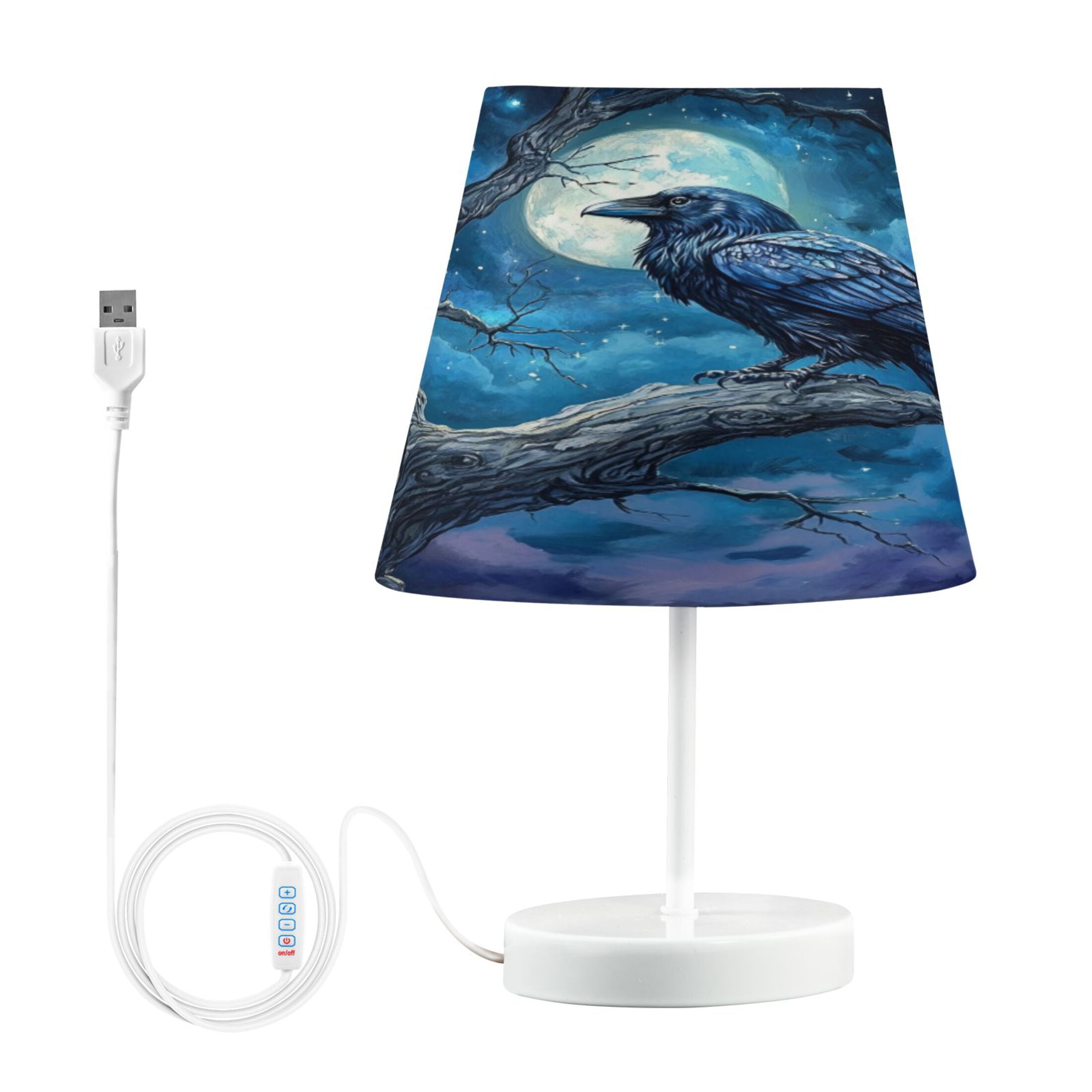 WOBOGO Dead Trees Dark Crows Table Lamps Bedroom 3-Speed Dimmable Farm ...