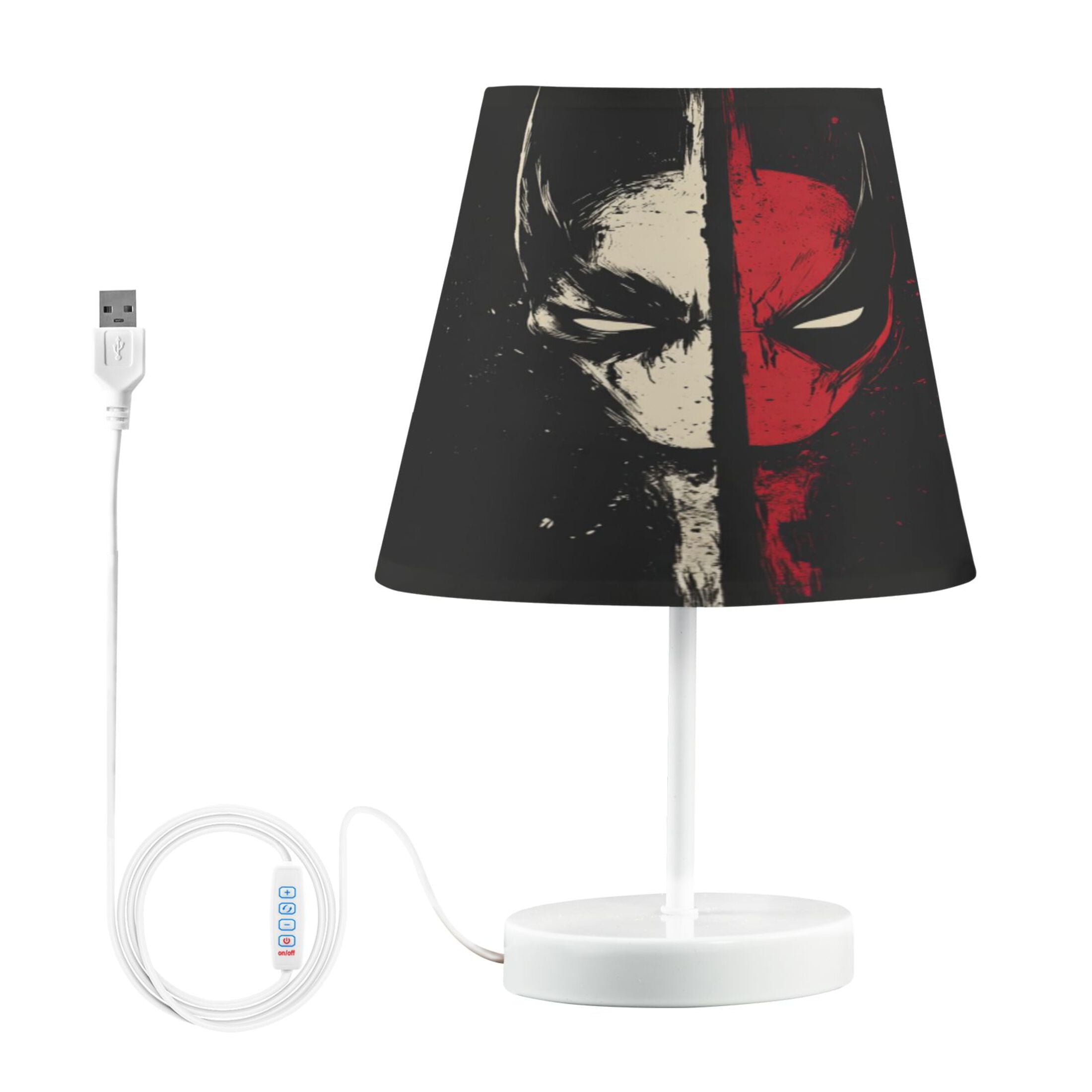 WOBOGO Red and White Mask Table Lamps Bedroom 3-Speed Dimmable Farm ...