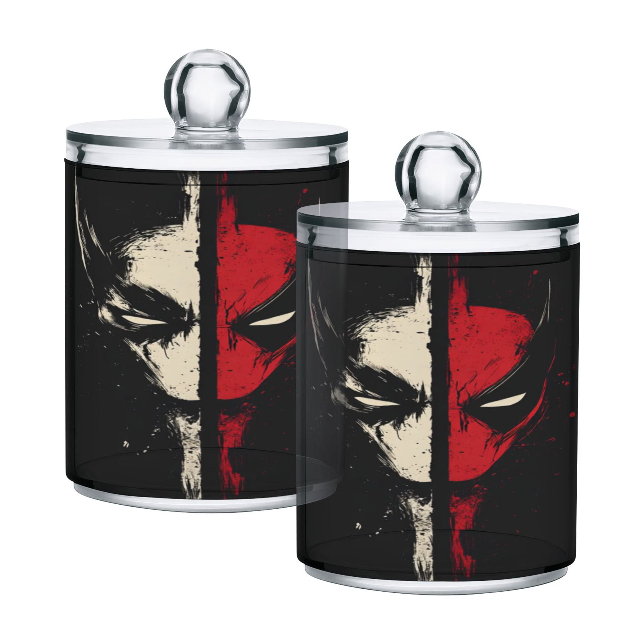 WOBOGO Deadpool and Wolverine Transparent Plastic Jar 4pcs Cotton Swabs ...