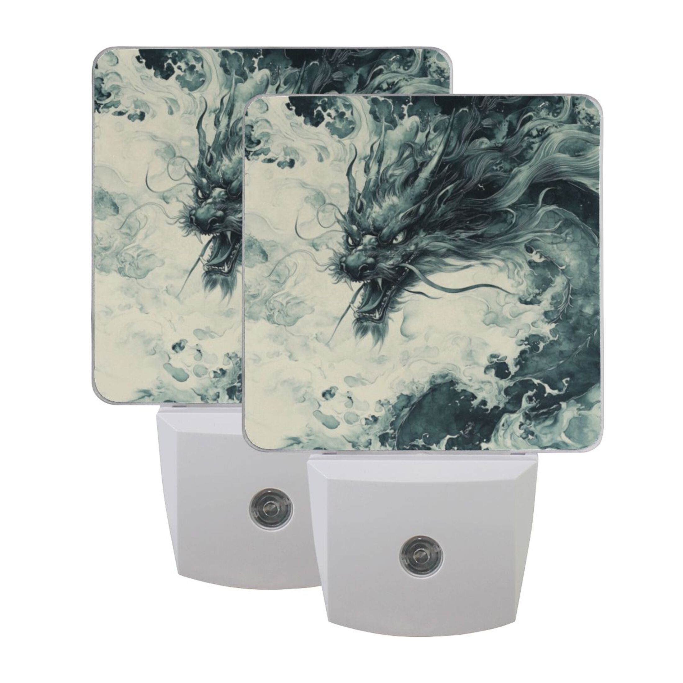 WOBOGO Deep Green Dragon LED Night Light 2 Pcs Set 0.5 Watt Wall Plug ...