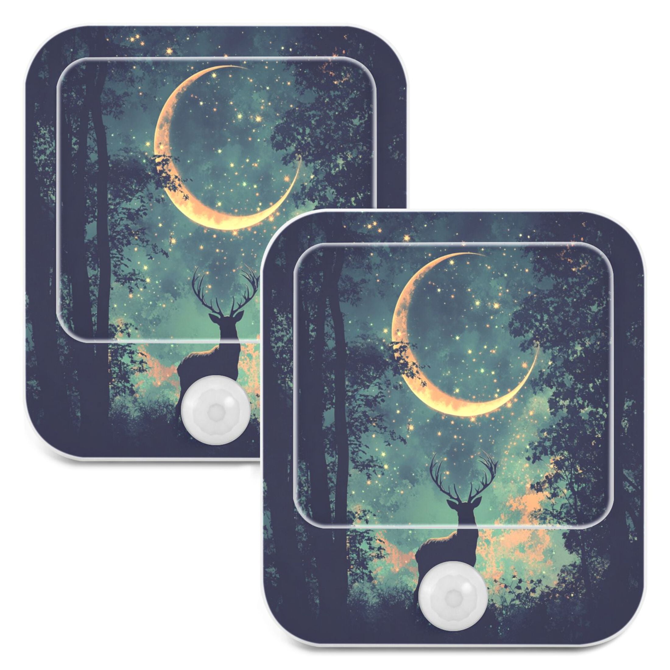 WOBOGO Deer in The Mystic Forest Pattern Night Light Lamp with Smart ...