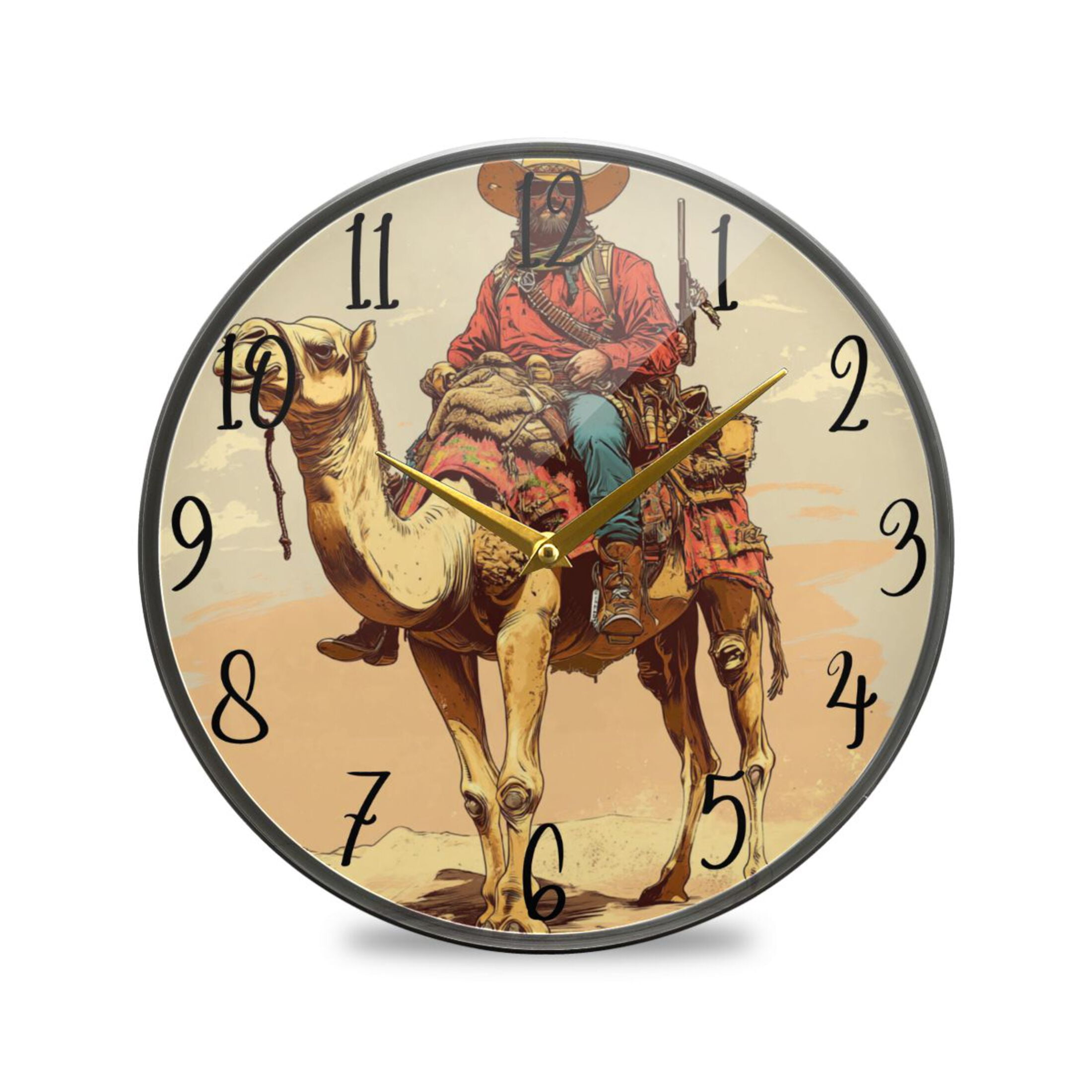 WOBOGO Desert Adventure Hunter Acrylic Wall Clock Battery Operated 11 ...