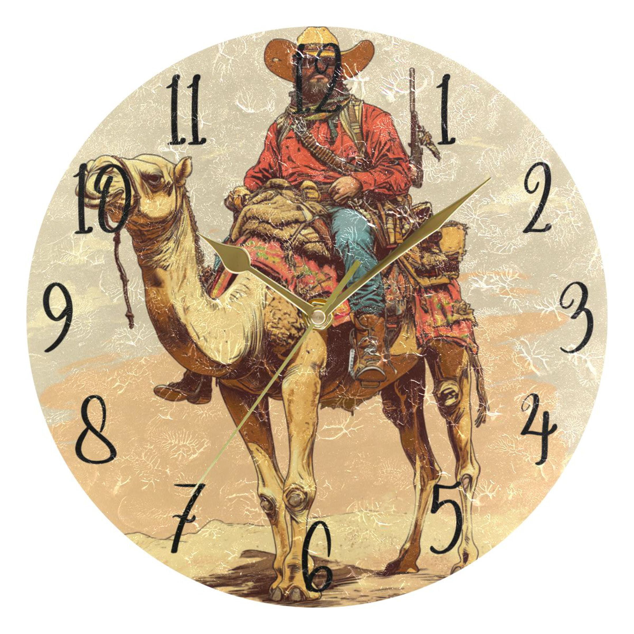WOBOGO Desert Adventure Hunter Wall Clock 10in Silent Mechanism Battery ...
