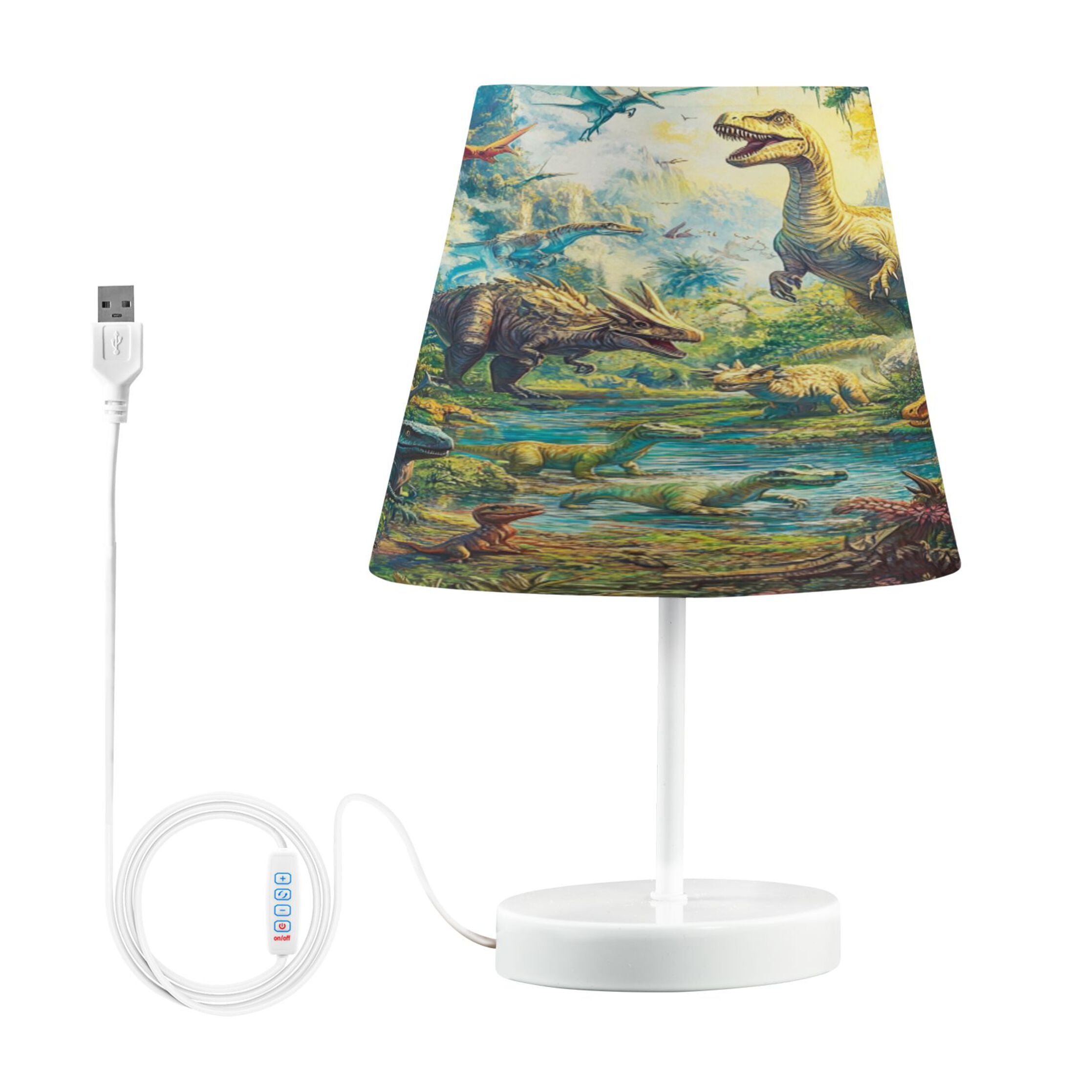 WOBOGO Dinosaurs Time Table Lamps Bedroom 3-Speed Dimmable Farm Style ...