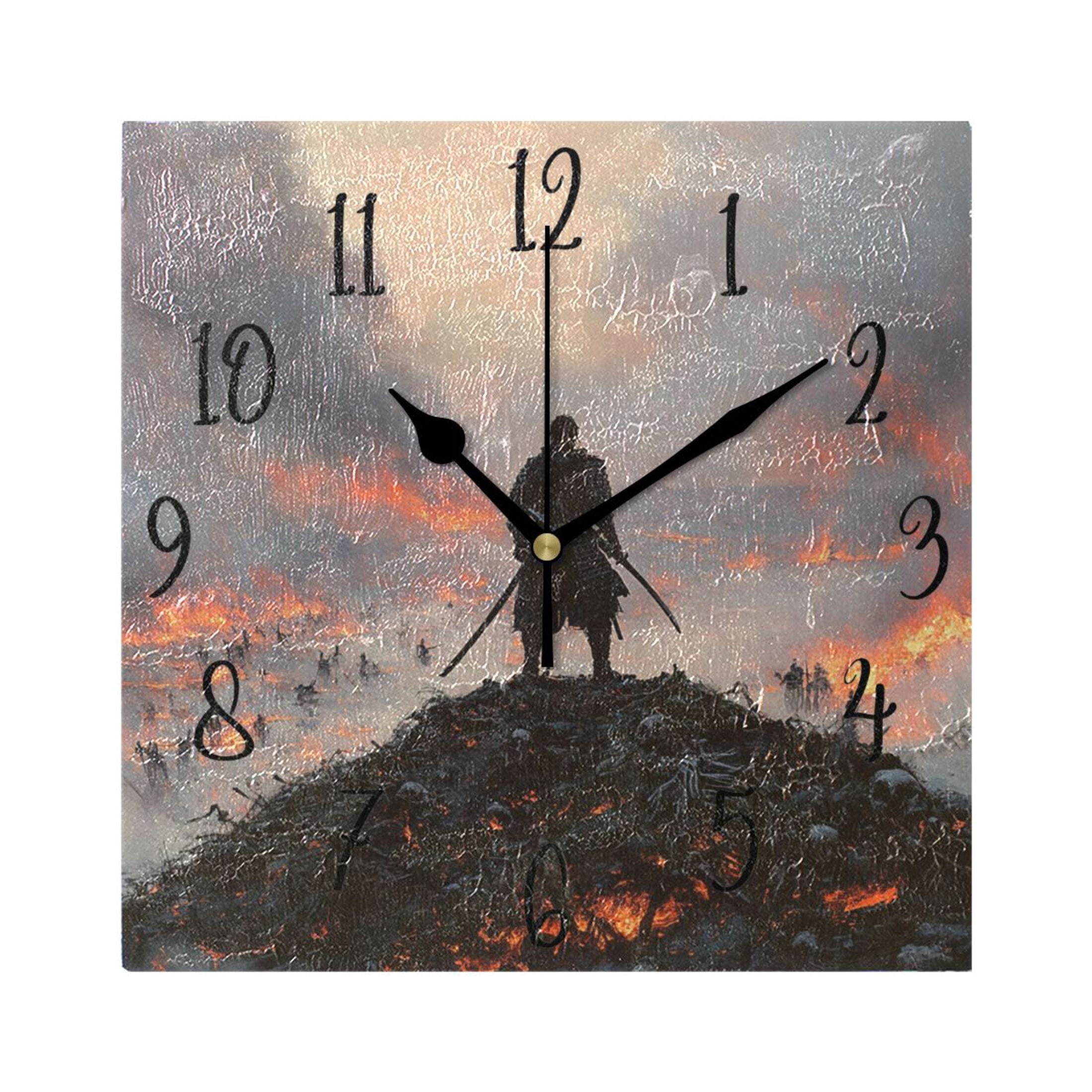 WOBOGO Double Edged Swordsman Wall Clock 7.78 Inch Battery Operated ...