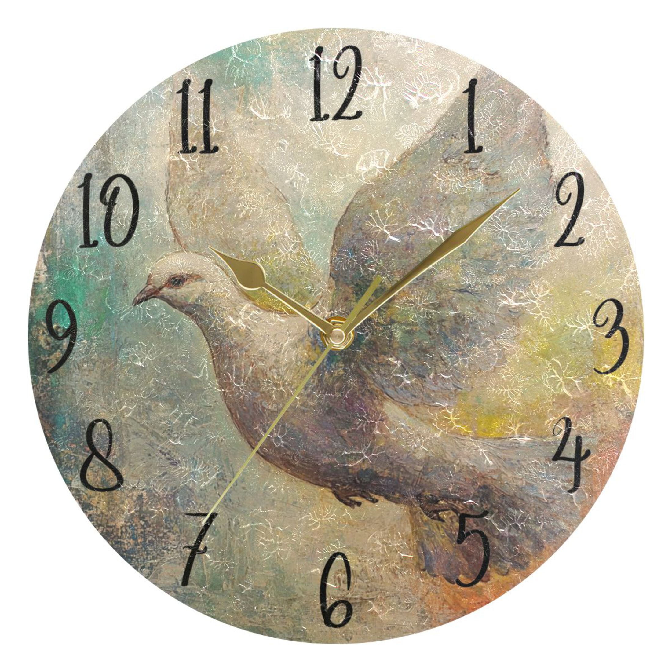 WOBOGO Dove Of Peace Wall Clock 10in Silent Mechanism Battery Operated ...