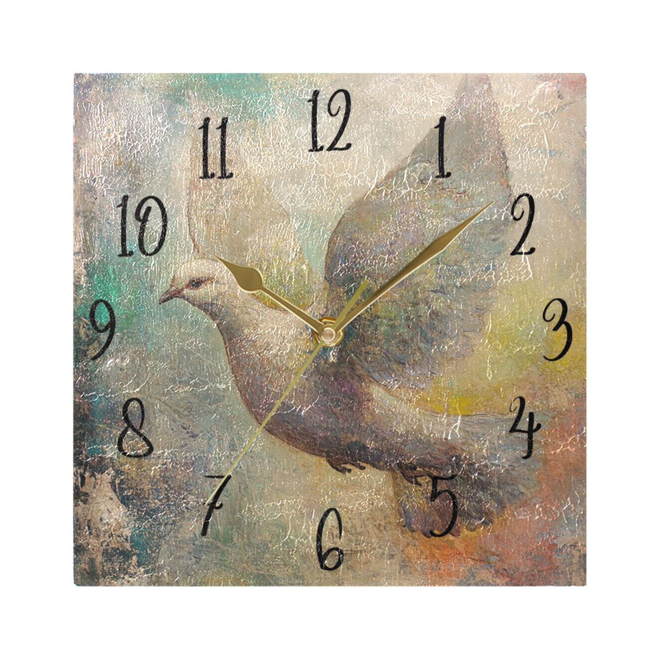 WOBOGO Dove Of Peace Wall Clock 7.78 Inch Battery Operated Silent Unit ...