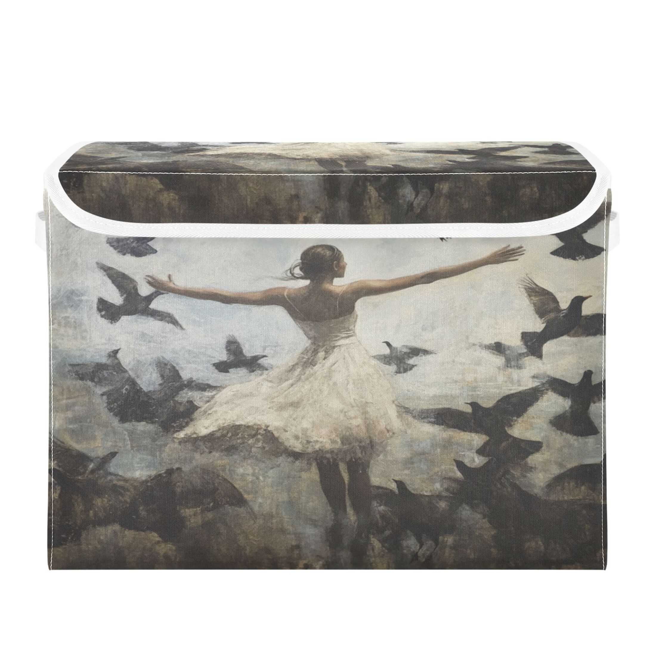 WOBOGO Doves Of Peace and Lass Large Collapsible Storage Box Flip Lid ...