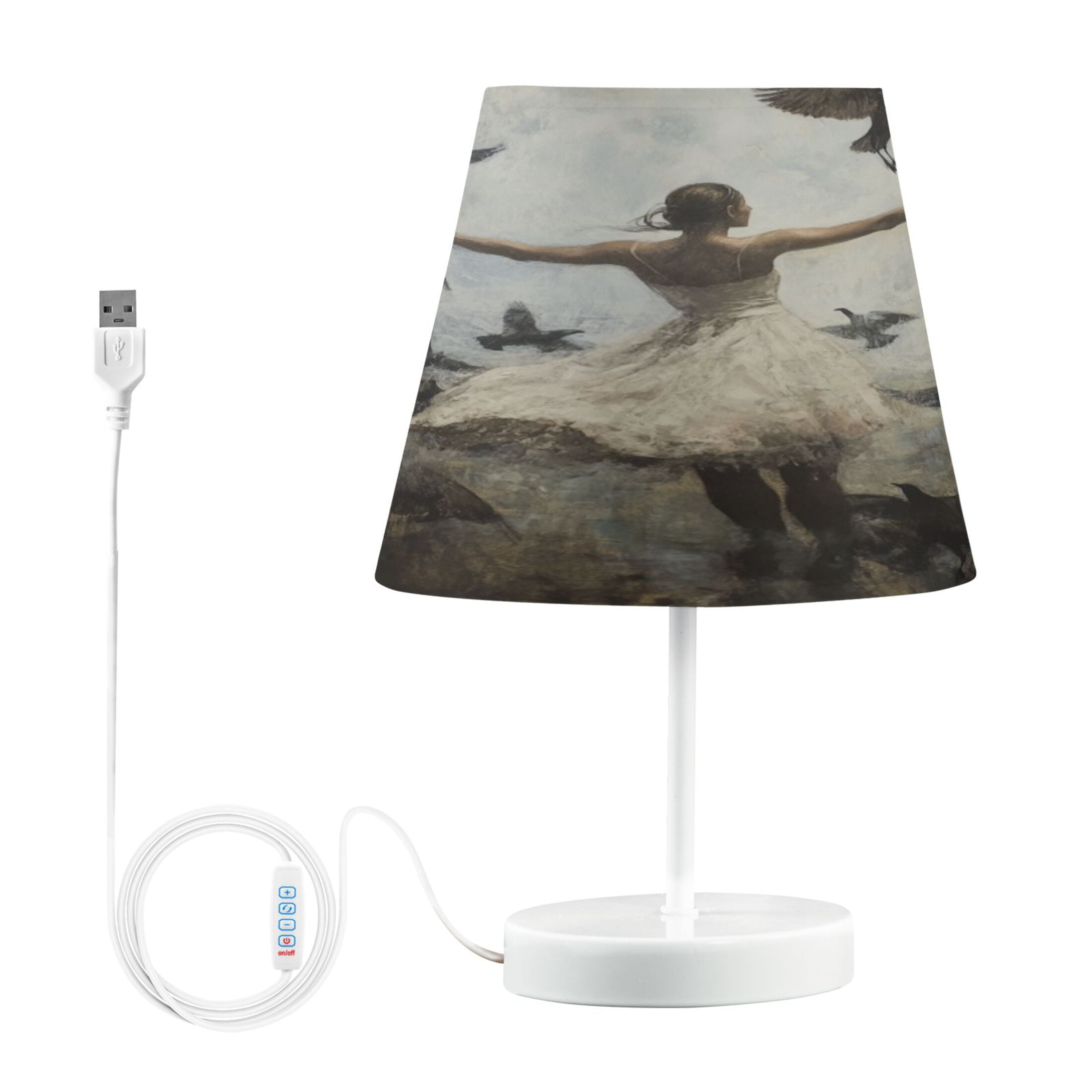 WOBOGO Doves Of Peace and Lass Table Lamps Bedroom 3-Speed Dimmable ...