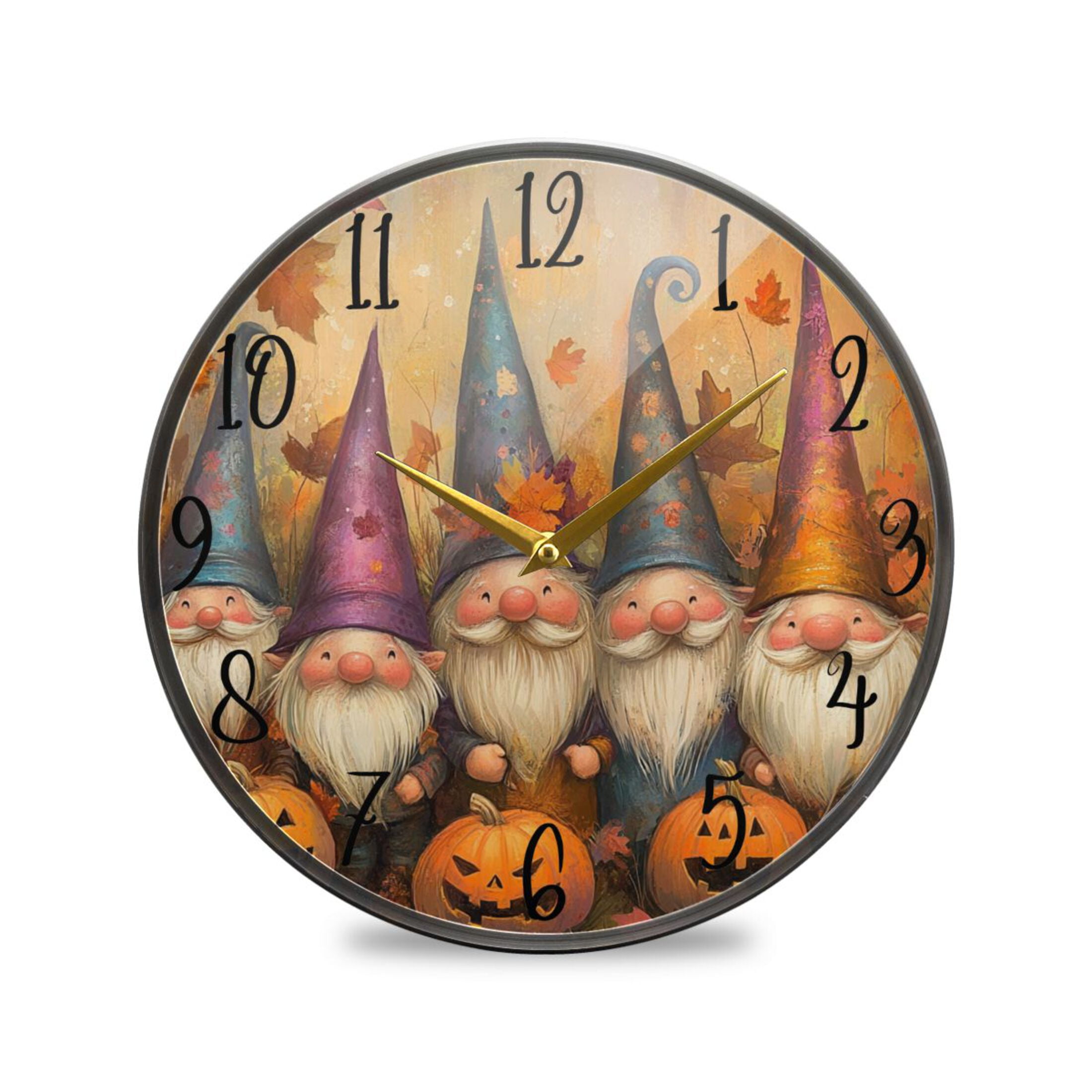 WOBOGO Dwarf Pumpkin Figure Acrylic Wall Clock Battery Operated 11.9in ...