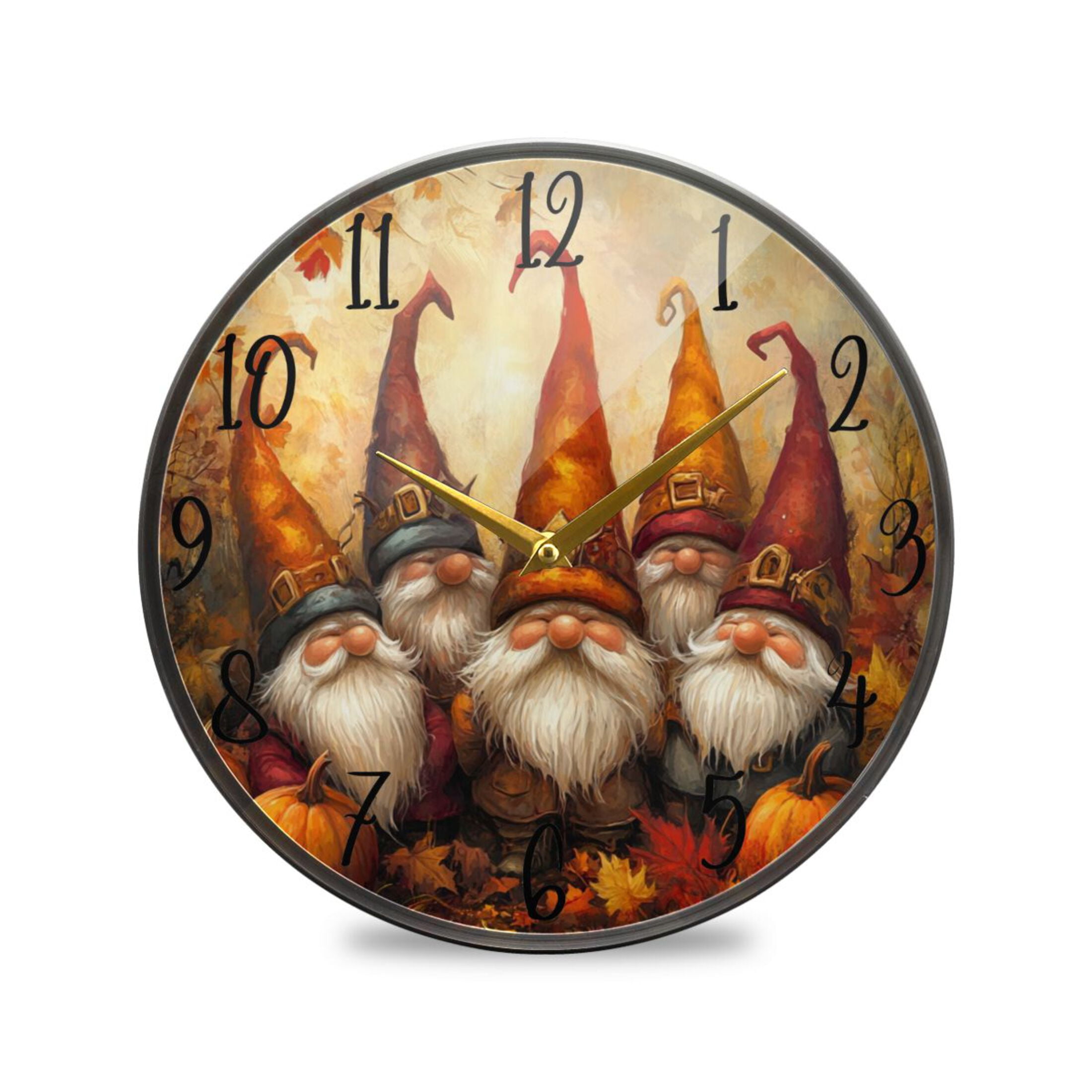 WOBOGO Dwarf Pumpkin Figures Acrylic Wall Clock Battery Operated 11.9in ...