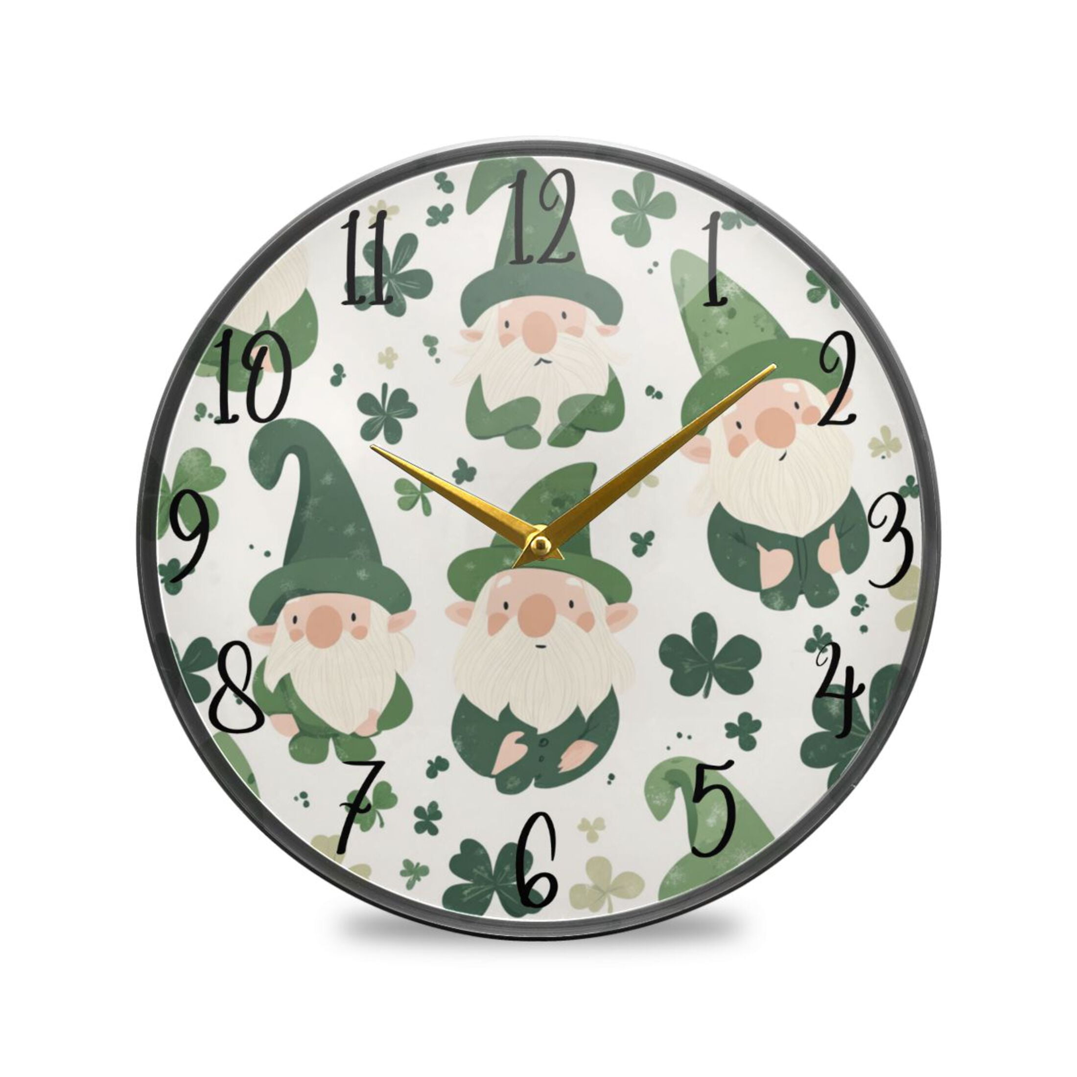 WOBOGO Dwarf in Green Hat Pattern Acrylic Wall Clock Battery Operated 9 ...