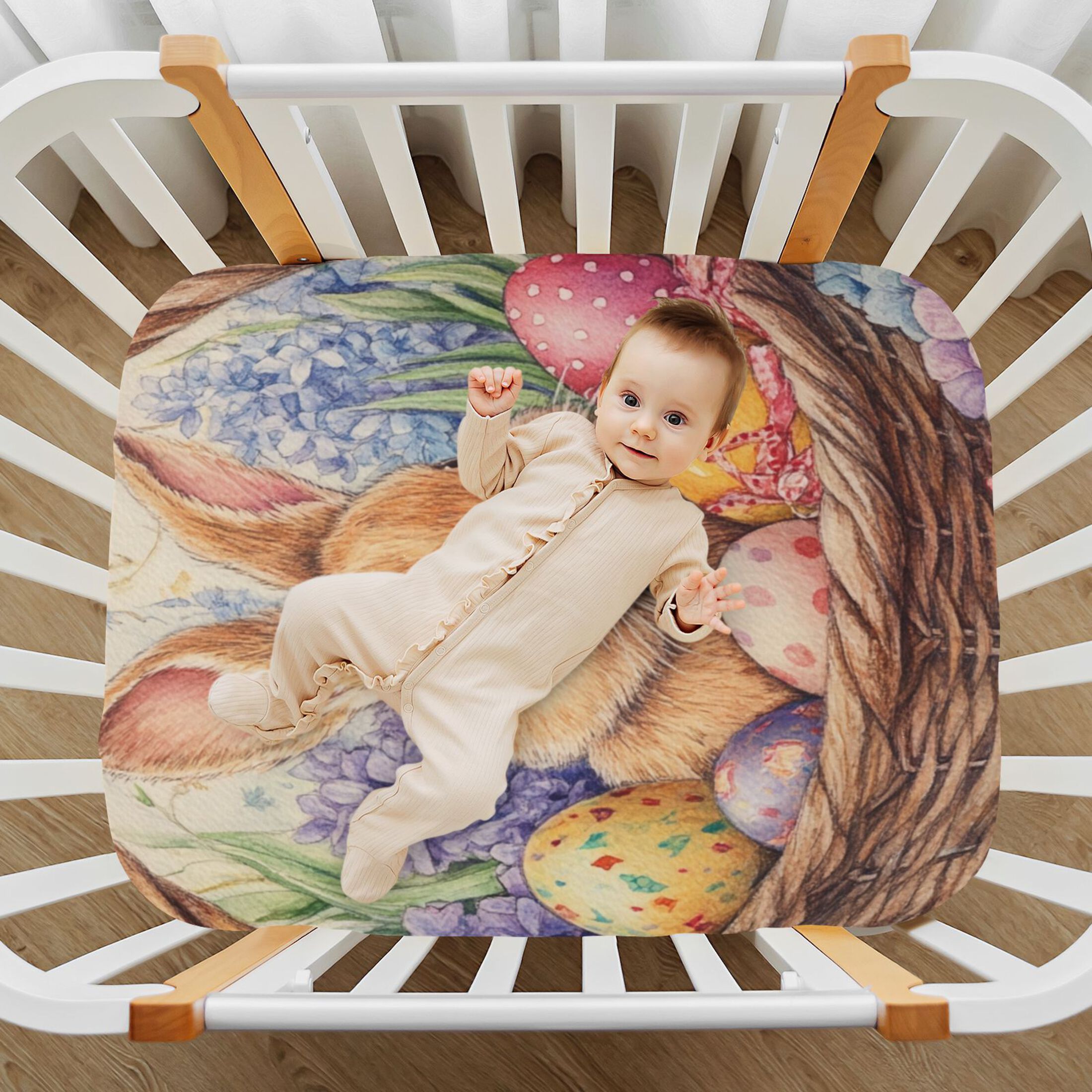 WOBOGO Easter Bunny Baby Crib Sheets Super Soft Microfiber Playard ...